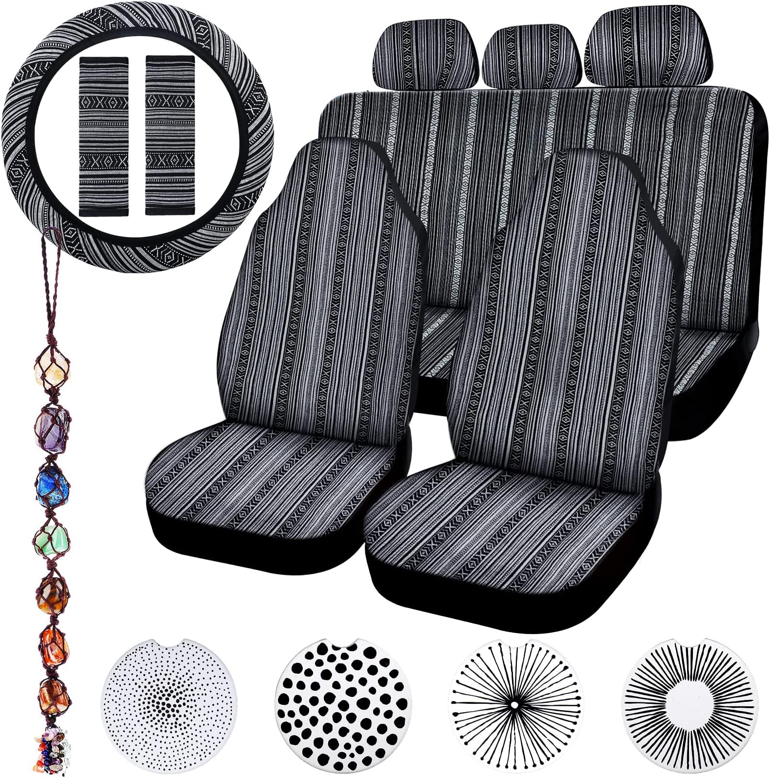 Amazon.com: Frienda 26 Pcs Boho Car Seat Covers Full Set Stripe ...