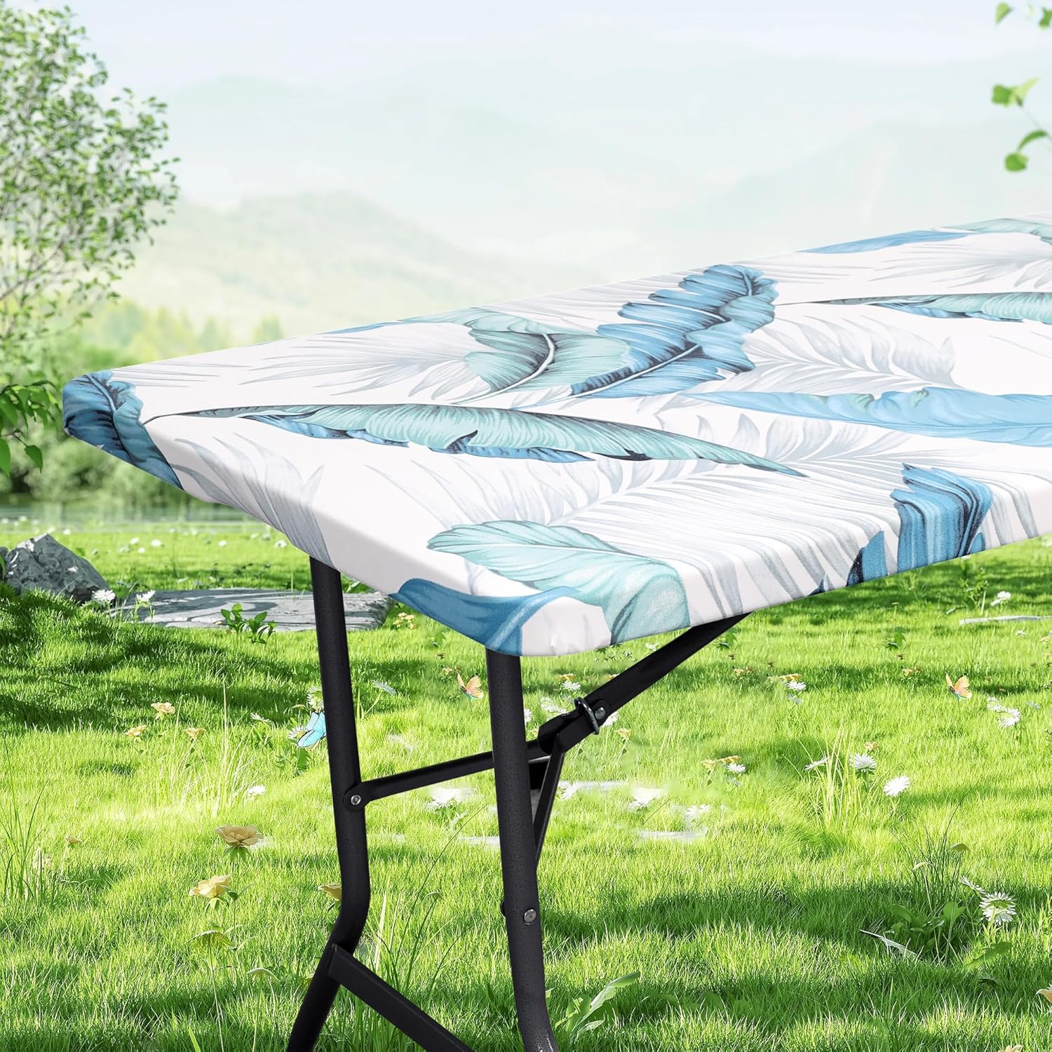 Amazon.com: CRFATOP 4FT Waterproof Folding Tablecloth Stretch Rectangle ...