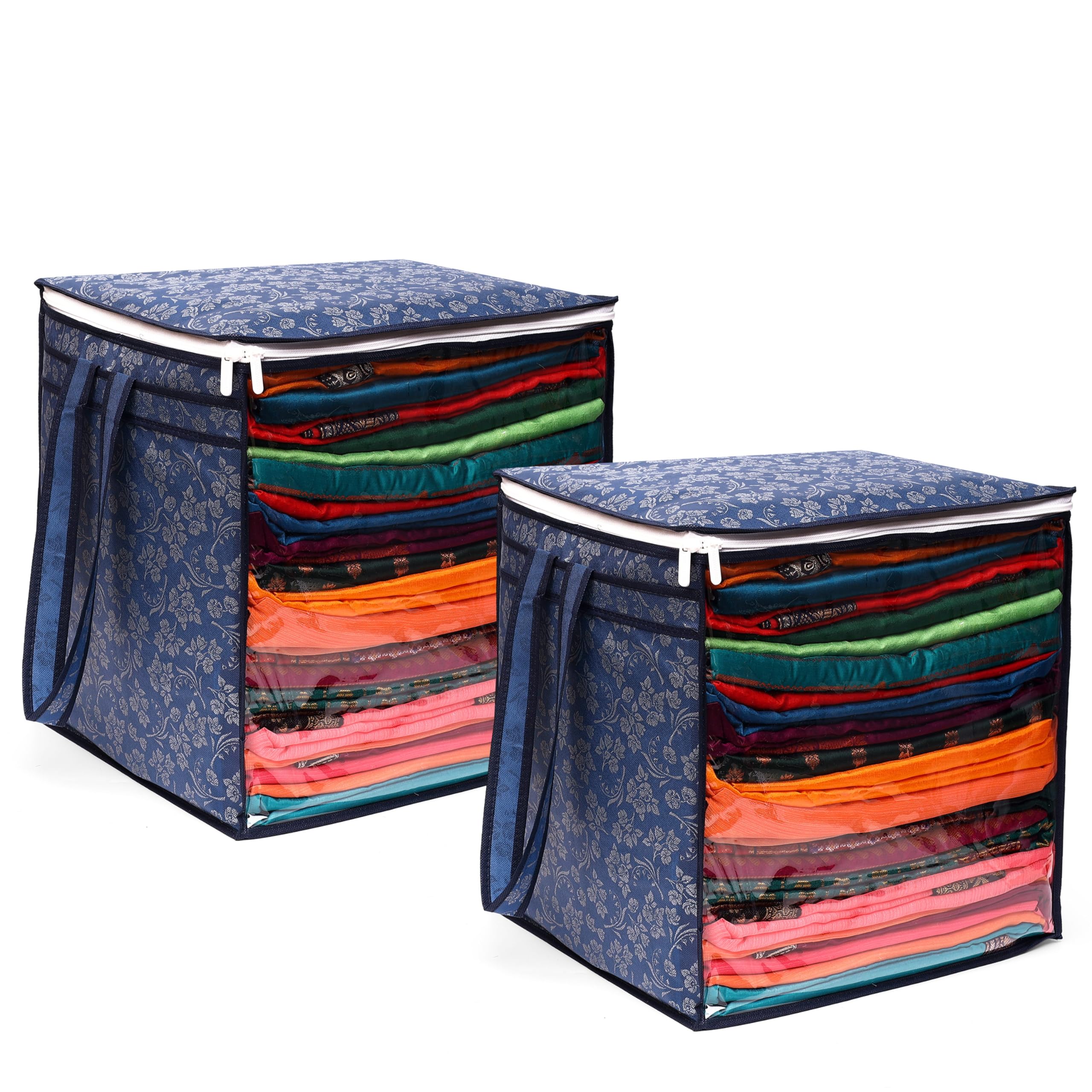 LAXIS Non-Woven Jumbo Saree Bags, Blue Color Transparent Saree Covers ...