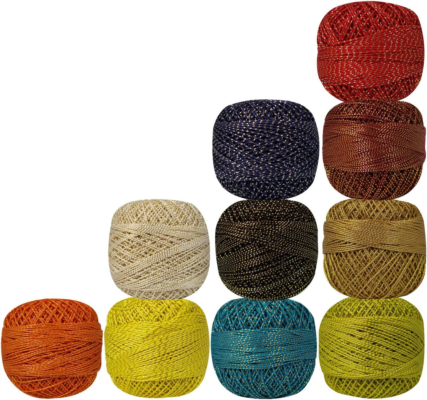 Amazon.com: Pack of 10 Pcs Thread Variegated Knitting Metallic Multi ...