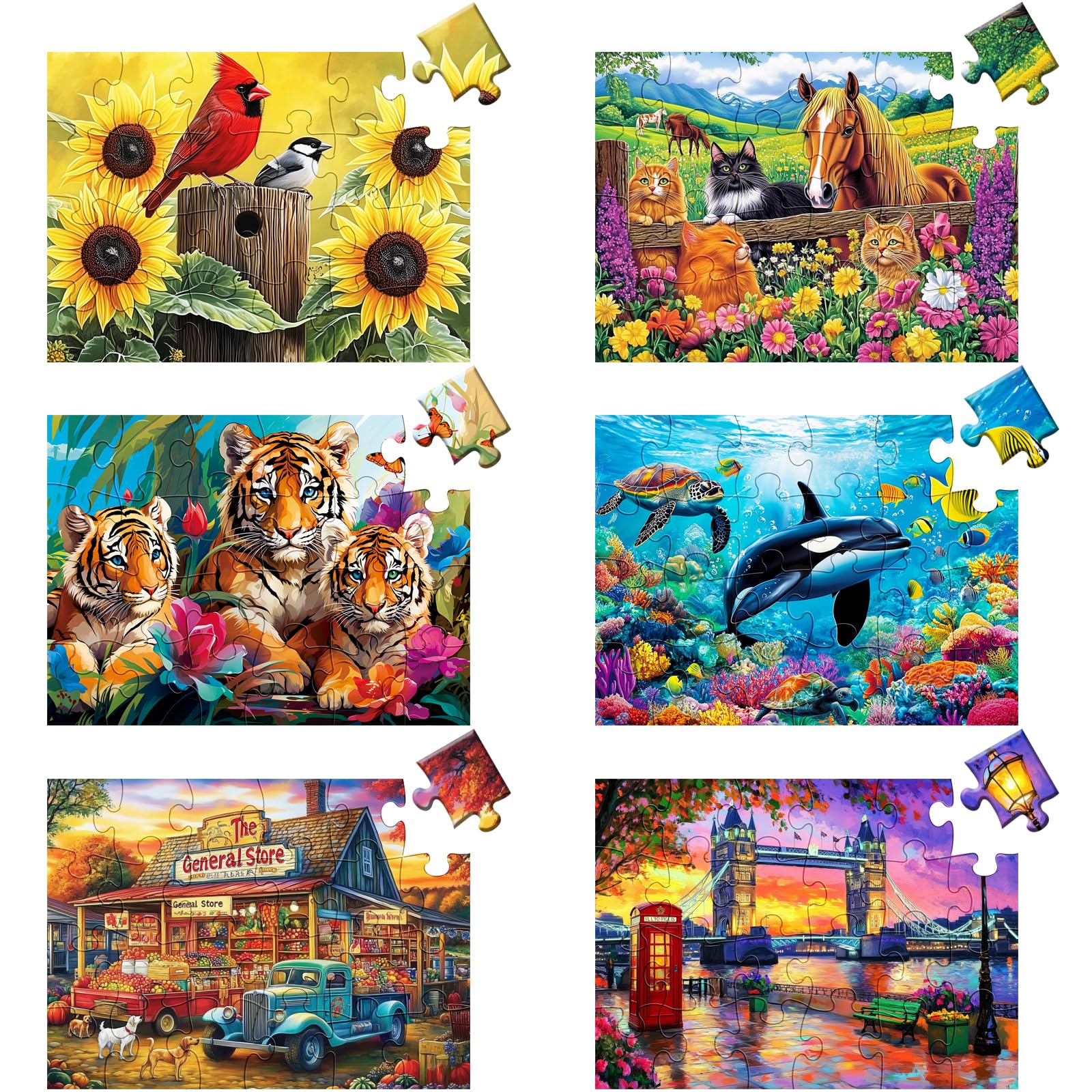 Amazon.com: 6 Packs 24 Large Piece Puzzle for Seniors,Dementia ...