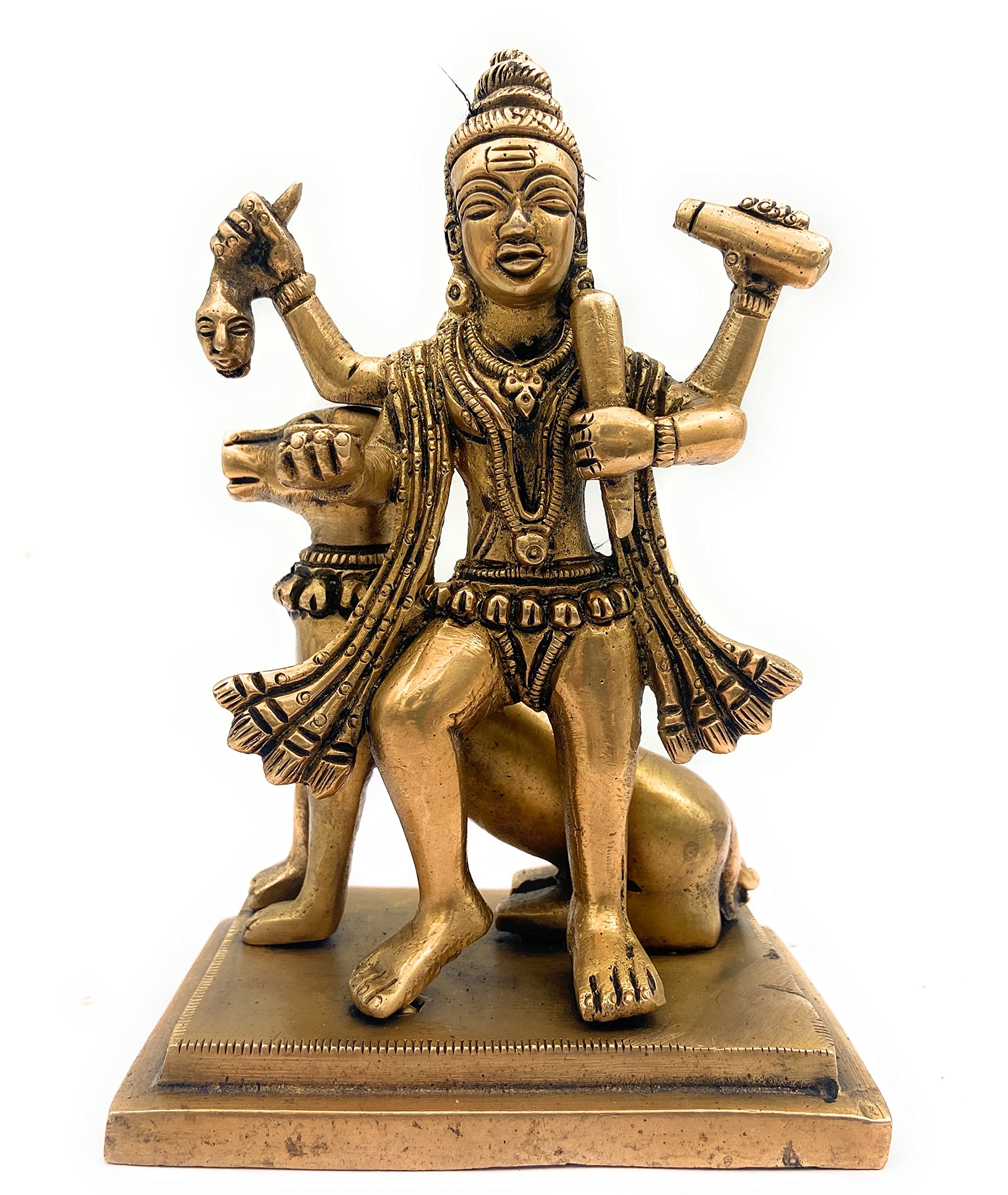 Buy South Indian Arts Brass Maha Kaal Bhairav Murti, Kal Bhairava Idol ...