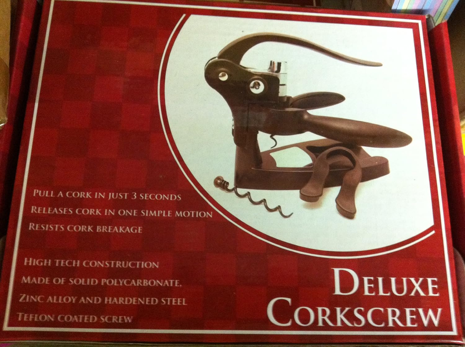 Amazon.com: Black Polycarbonate Teflon Coated Deluxe Corkscrew Set