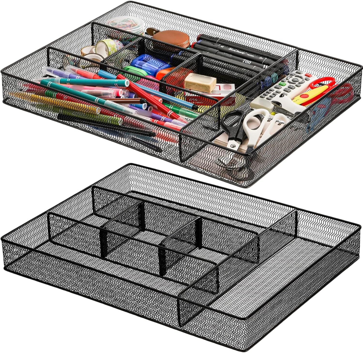 Amazon.com: Hiceeden 2 Pack Mesh Desk Drawer Organizer, 16.1"x12.2"x2 ...