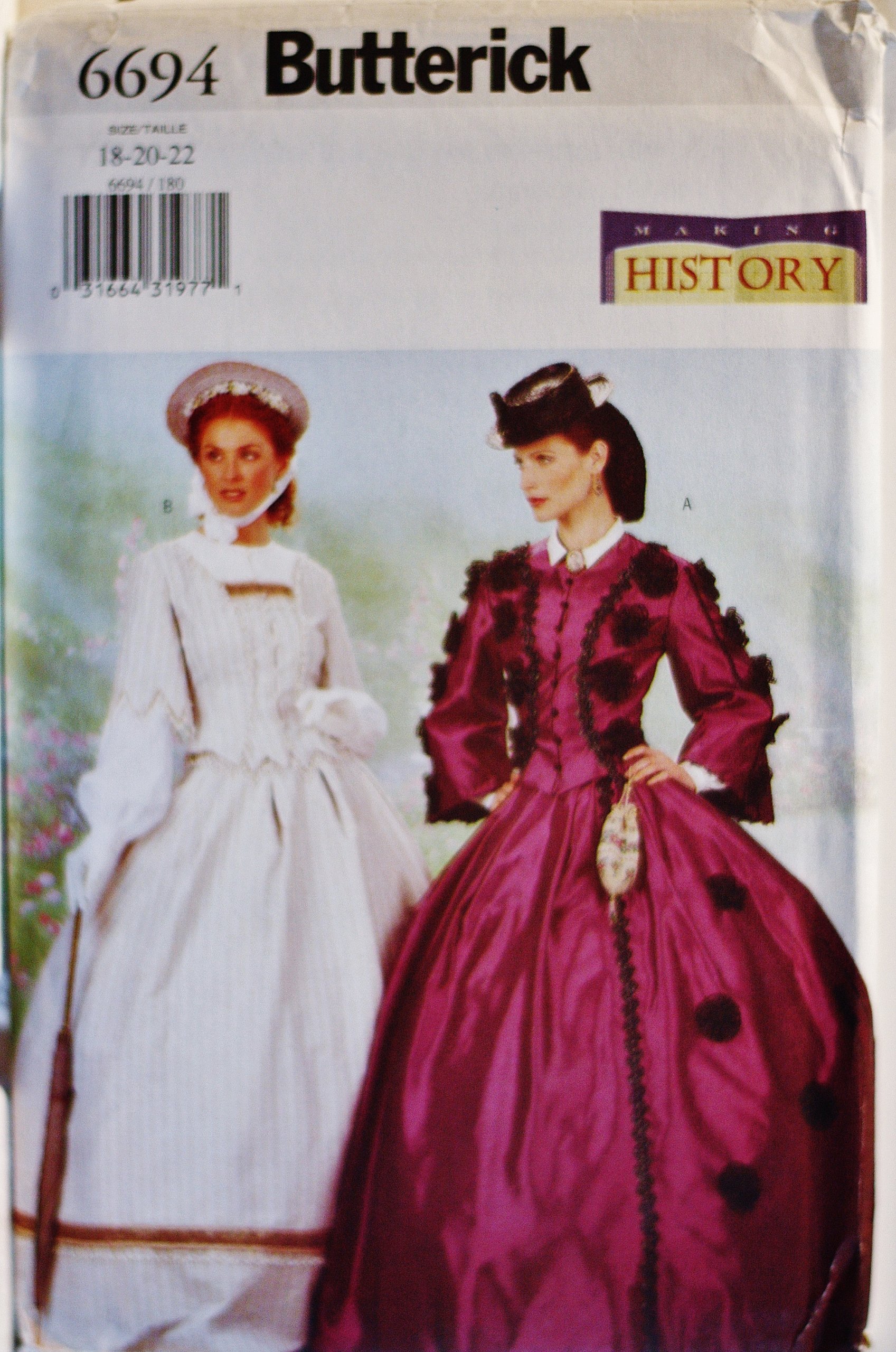Amazon.com: OOP Butterick Costume Pattern 6694. Misses Szs 18,20,22 ...