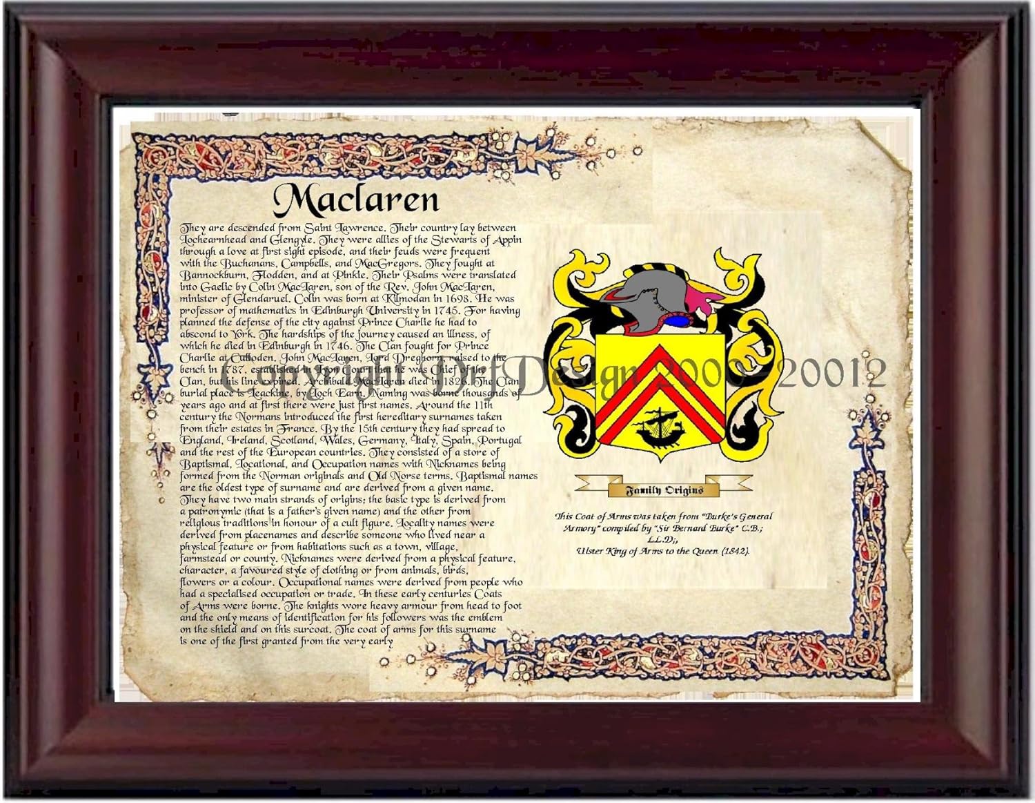 Amazon.com: Maclaren Coat of Arms/ Family Crest on Fine Paper and ...