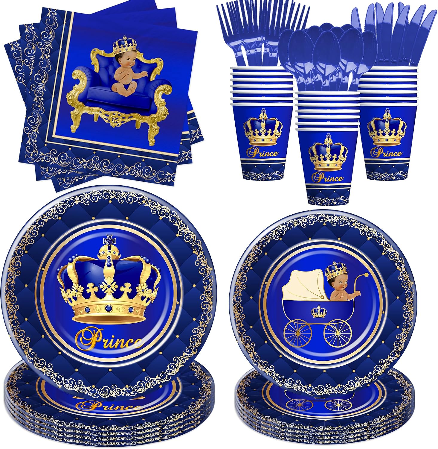 Amazon.com: Xenorik Royal Prince Baby Shower Decorations Party ...