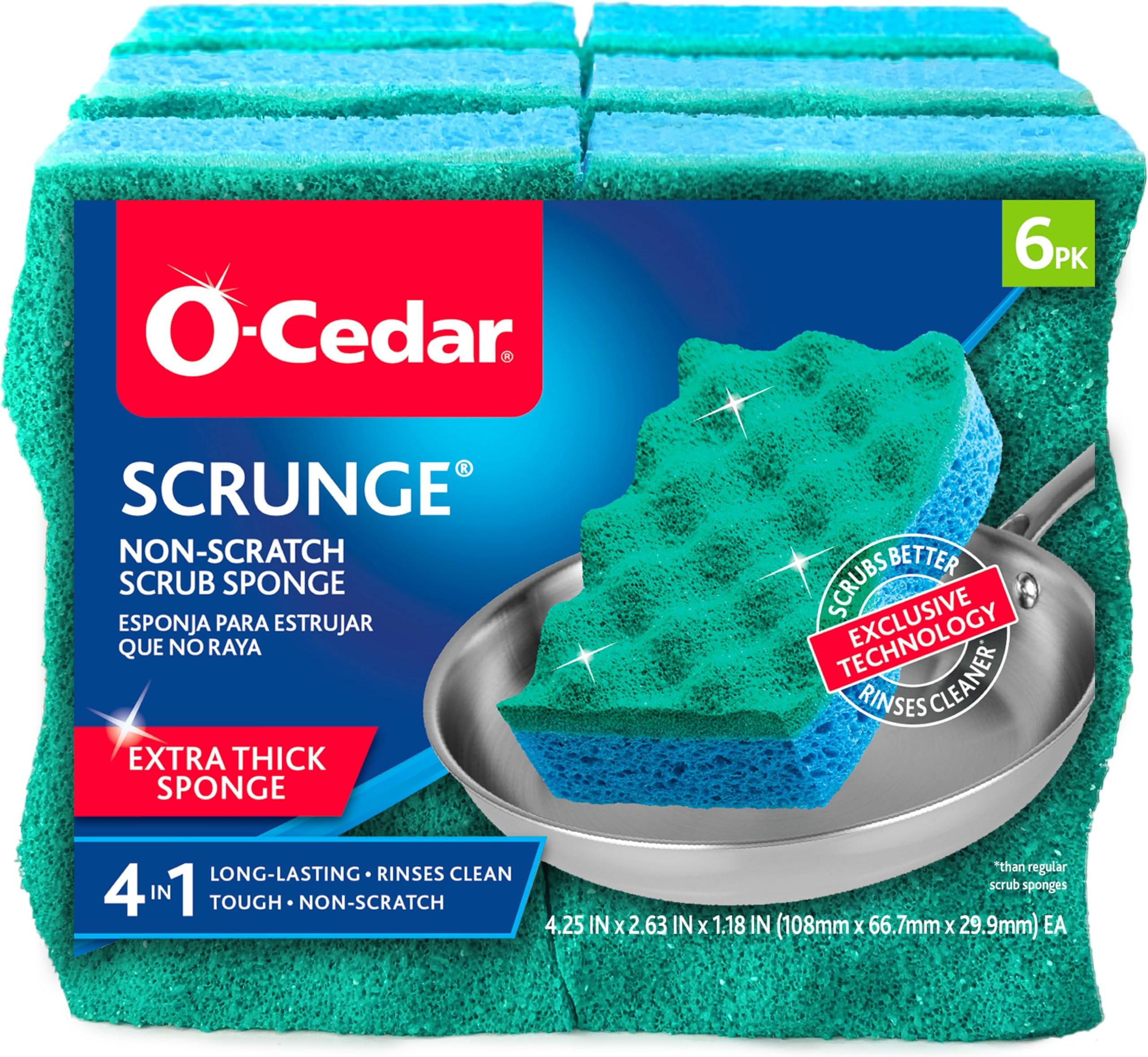 O-Cedar Multi-Use Scrunge Scrub Sponge (Pack of 6) : Amazon.com.mx