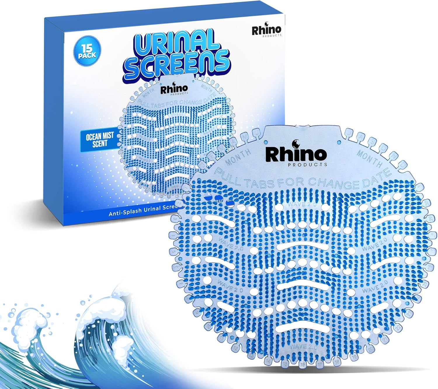 Rhino Products Urinal Screens Deodorizer - 15 Pack - Anti-Splash Urinal ...