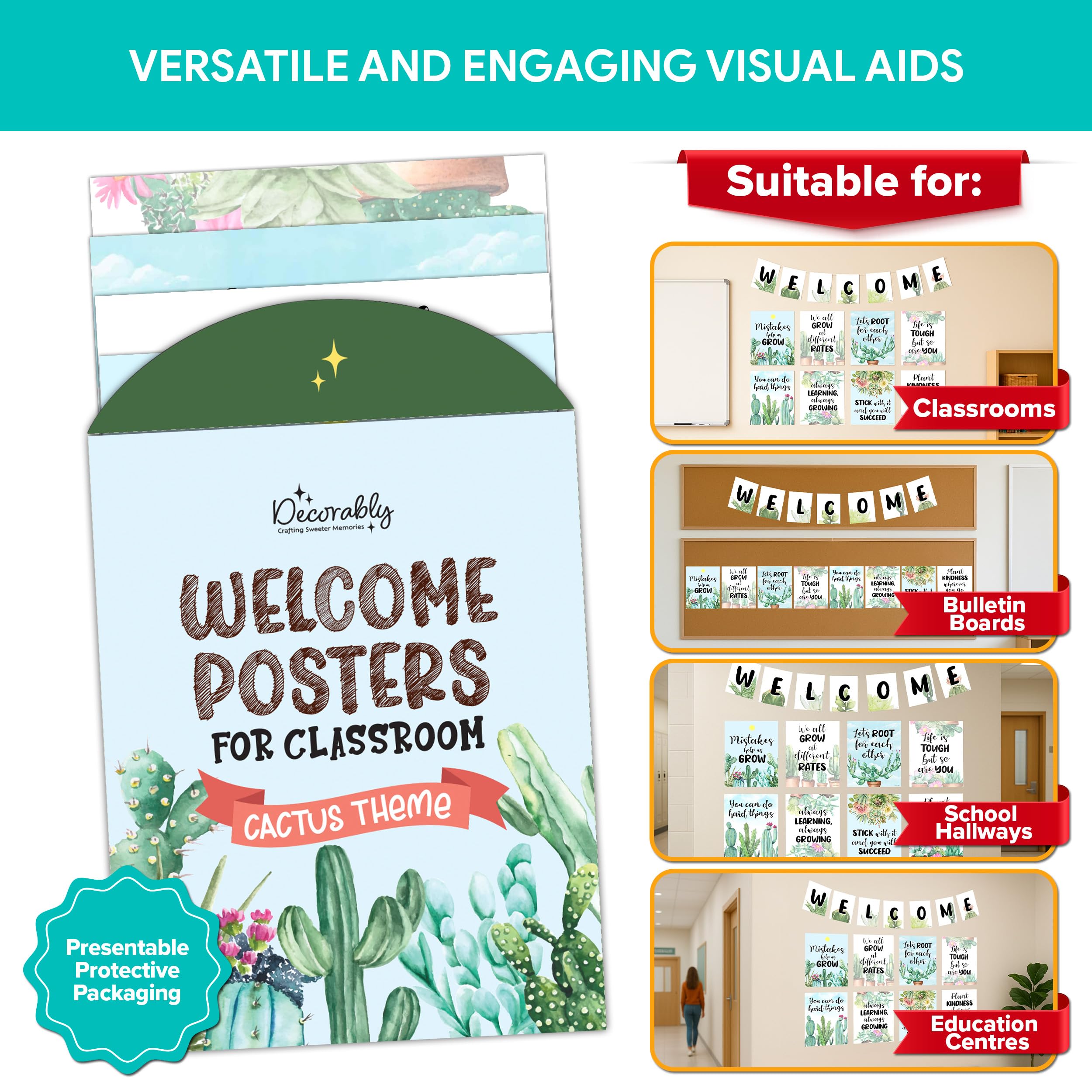 Snapklik.com : Decorably 15 Cactus Welcome Sign For Classroom