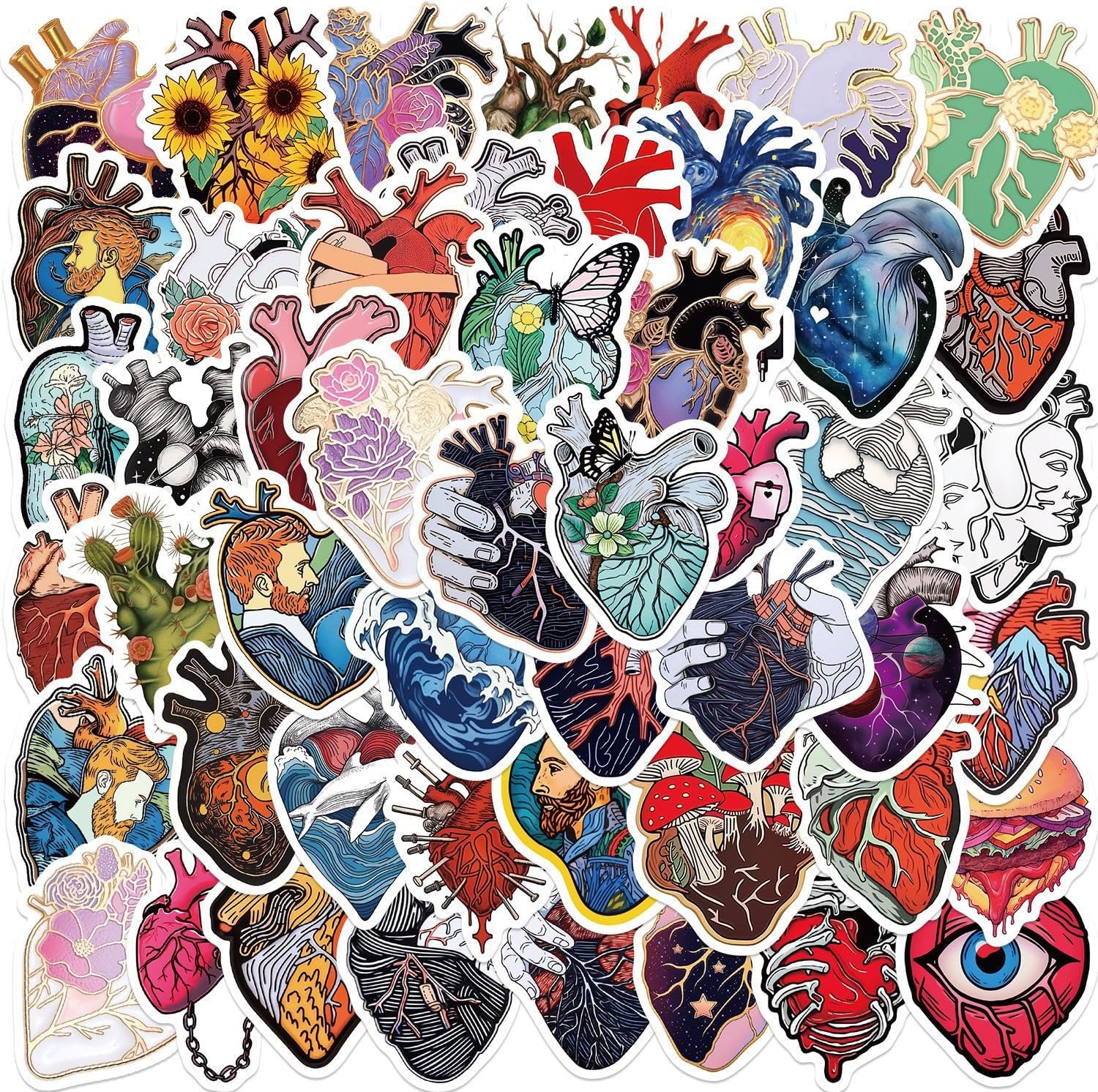 Amazon.com: 62PCS Heart Stickers Aesthetic Stickers Ticker Stickers ...