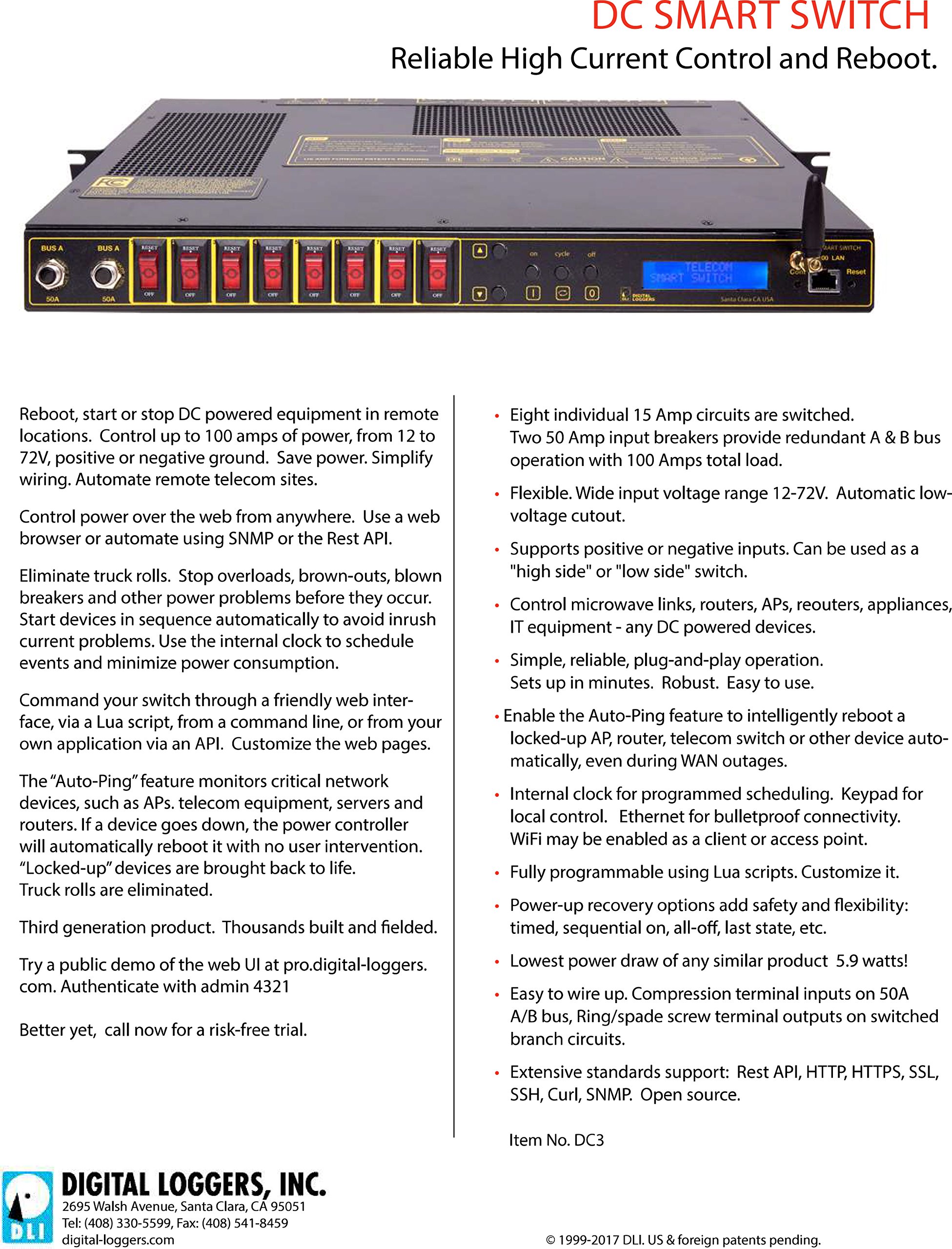 Buy Digital Loggers, Inc. DC Rack Mount Switched Power Distribution ...