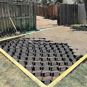 Amazon.co.jp: Sidewalk Ground Grid, Anti-slip Geogrid Grass Mat with ...