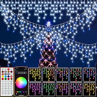 40+ Modes Smart Icicle Lights for Outside - 33Ft Connectable App ...