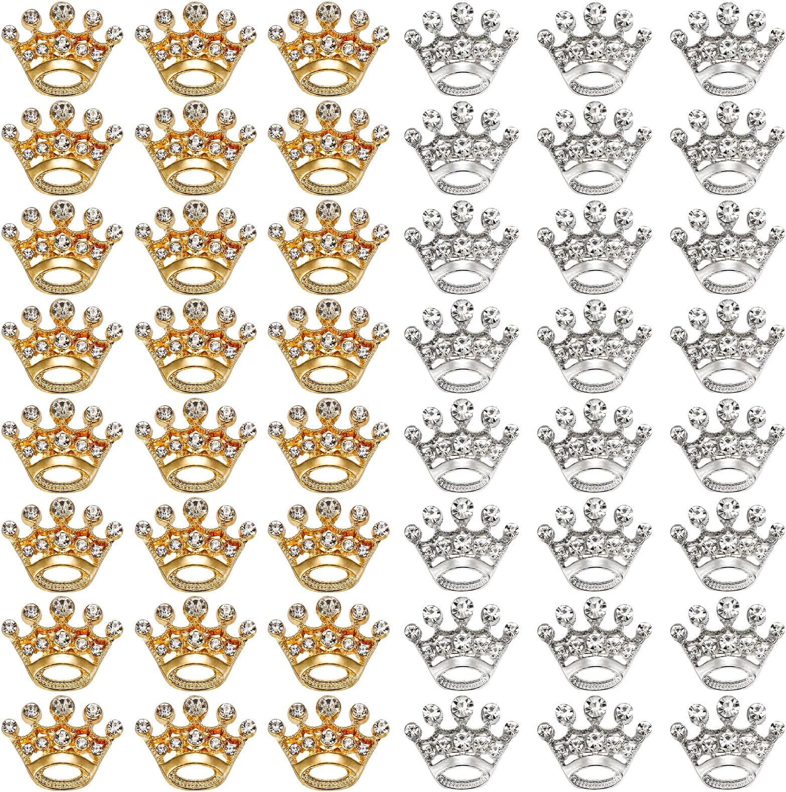 Amazon.com: Okllen 48 Pieces Small Crown Brooches, Silver Gold Crown ...