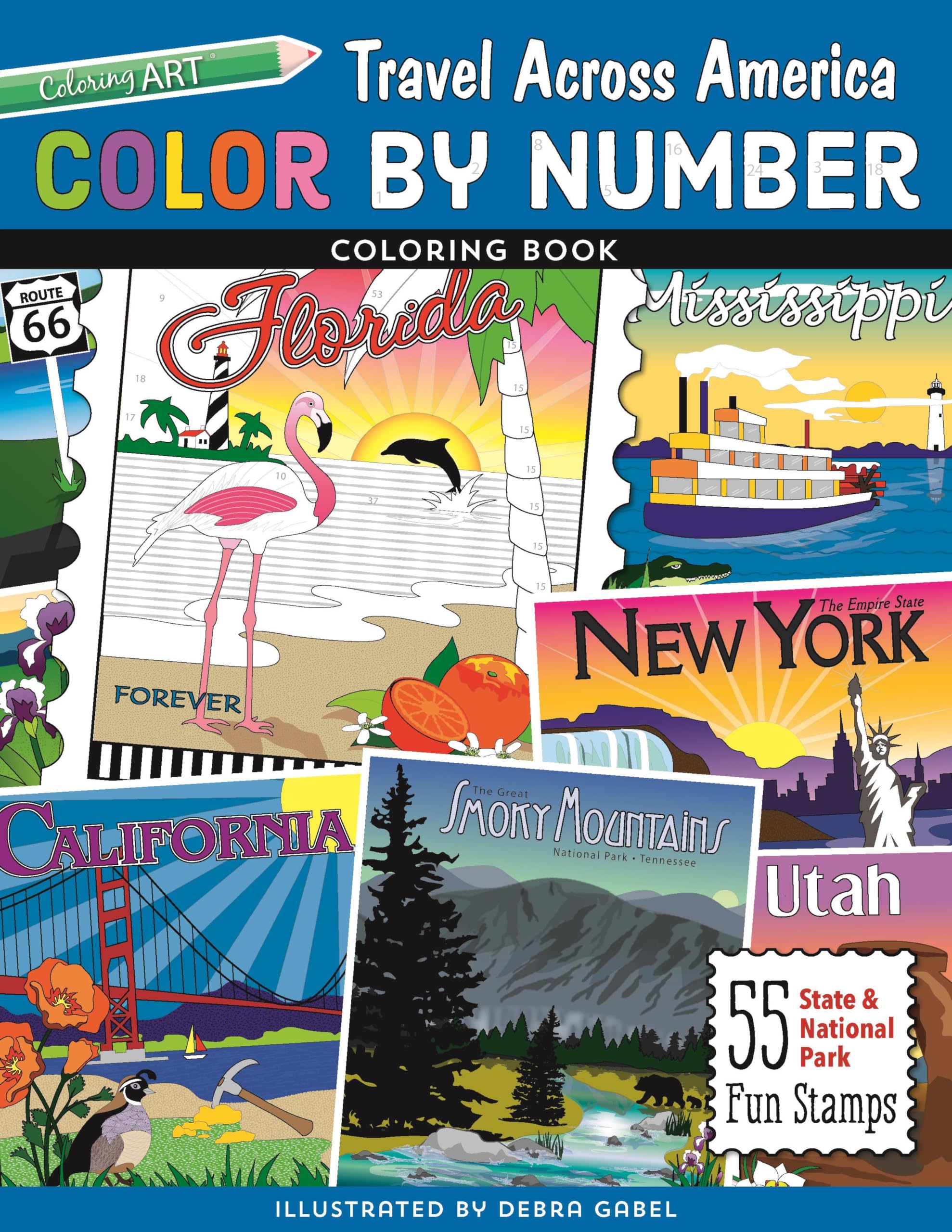 Amazon.com: Color by Number Travel Across America Coloring Book: 55 Fun ...