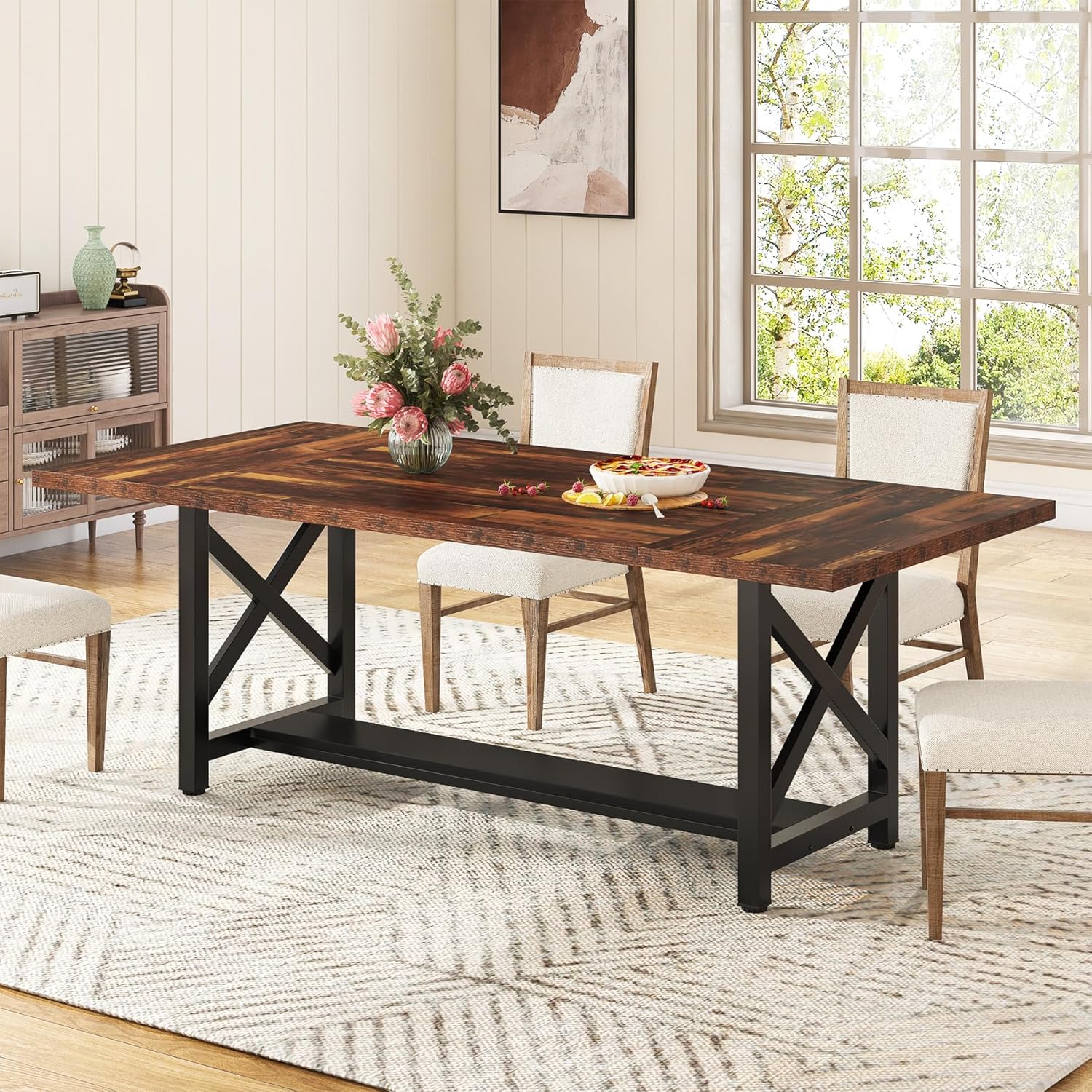 Amazon.com - Tribesigns 70.8 Inch Dining Table with Storage Shelf for 6 ...