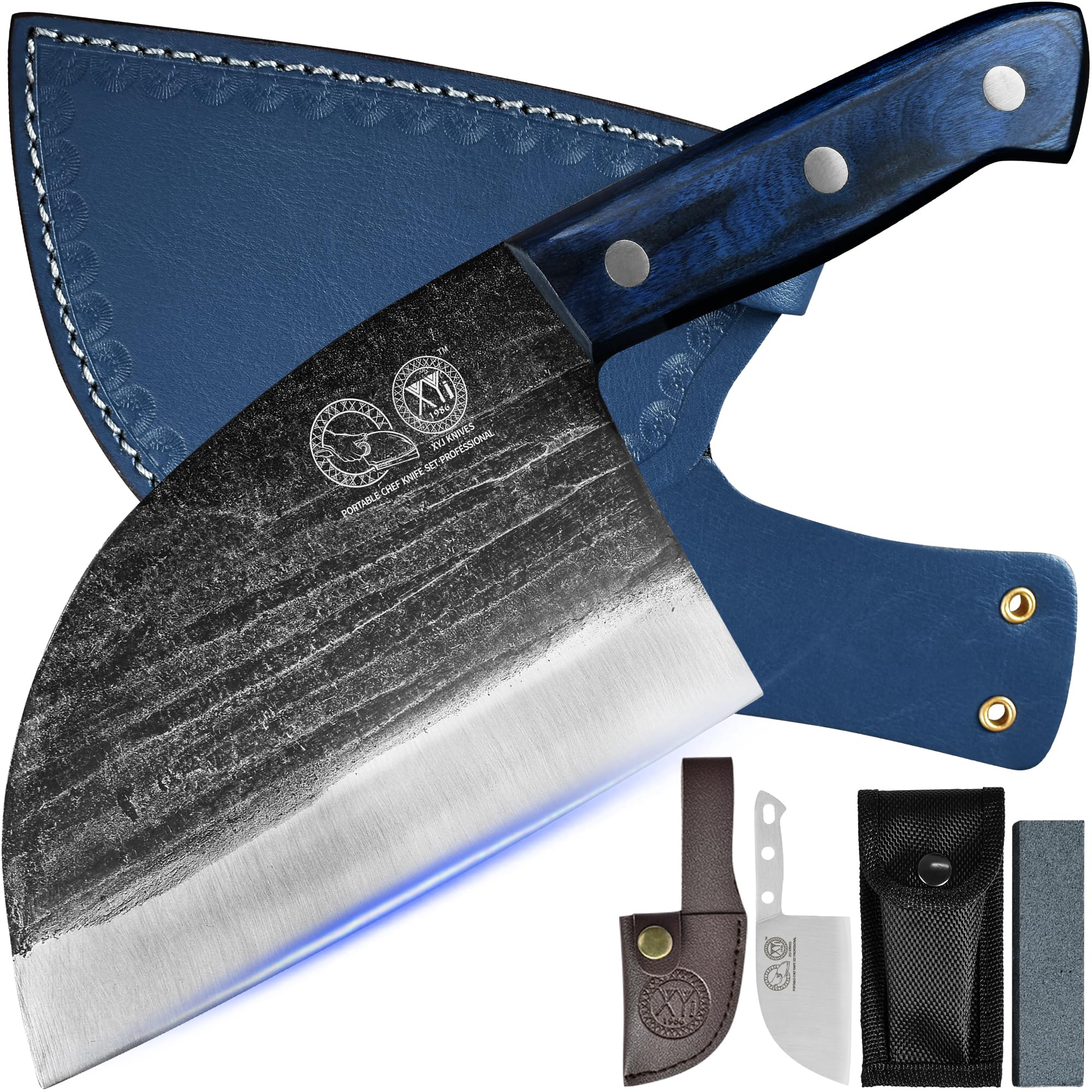 Amazon.com: XYJ Authentic Since 1986,Ancient Forged Butcher Knives ...