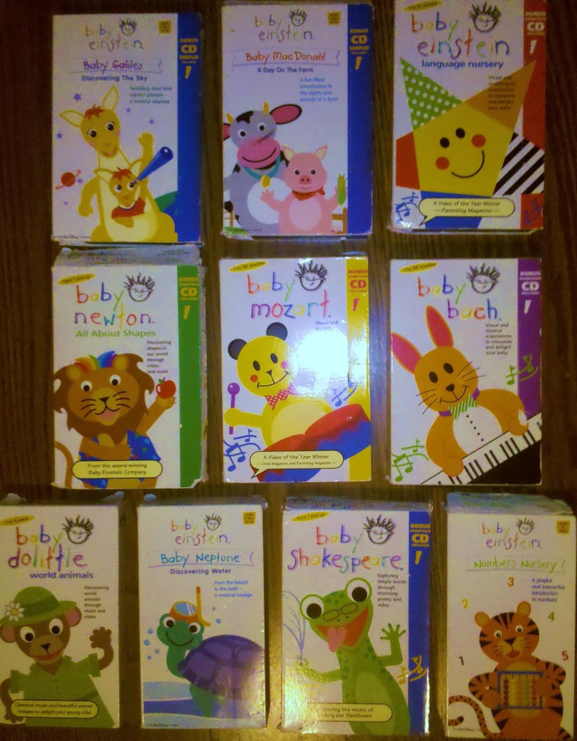 Amazon.com: Baby Einstein Set of 10 VHS: Baby Neptune, Baby Shakespeare ...