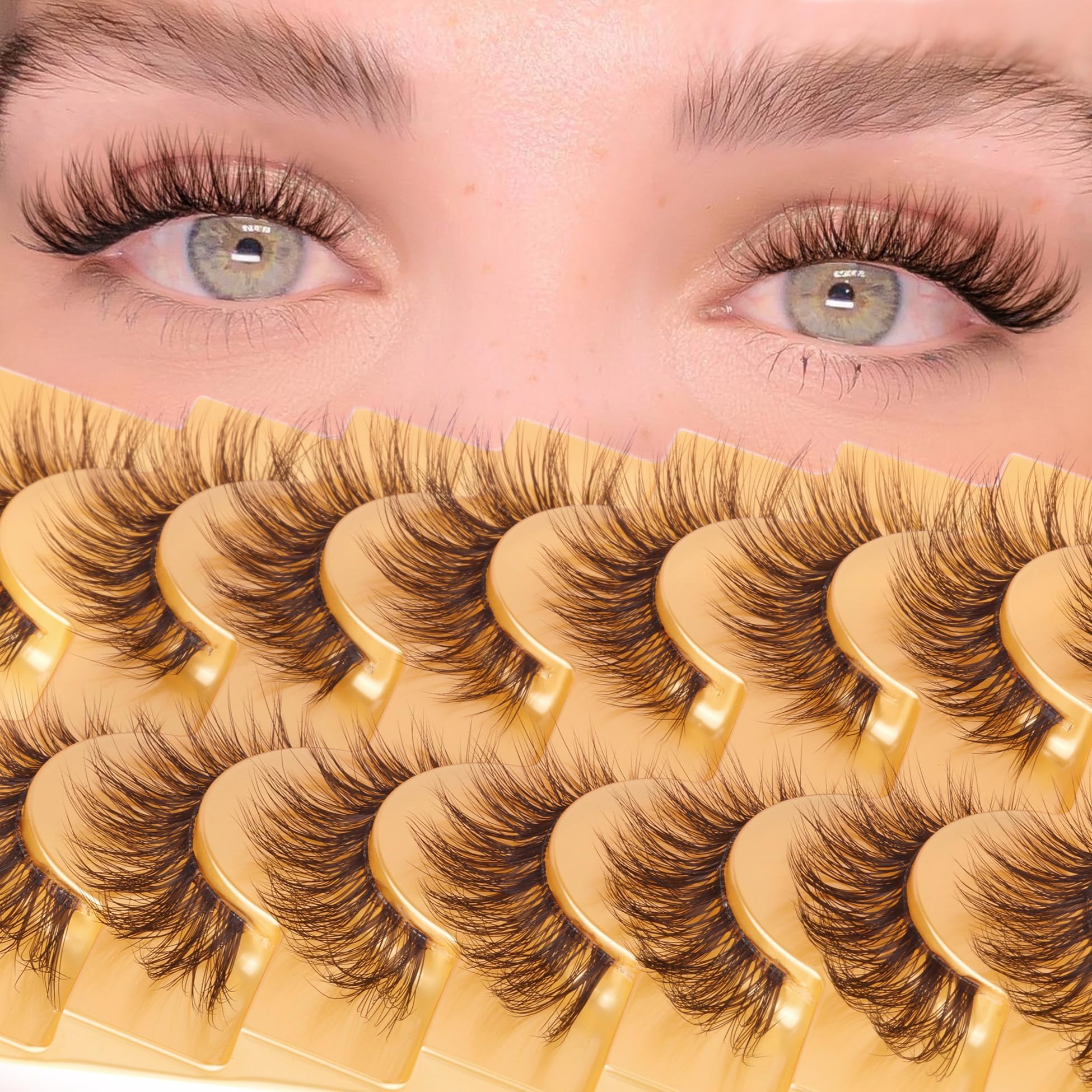 Amazon.com: Brown Lashes Strip Natural Looking Cat Eye Lashes Brown ...