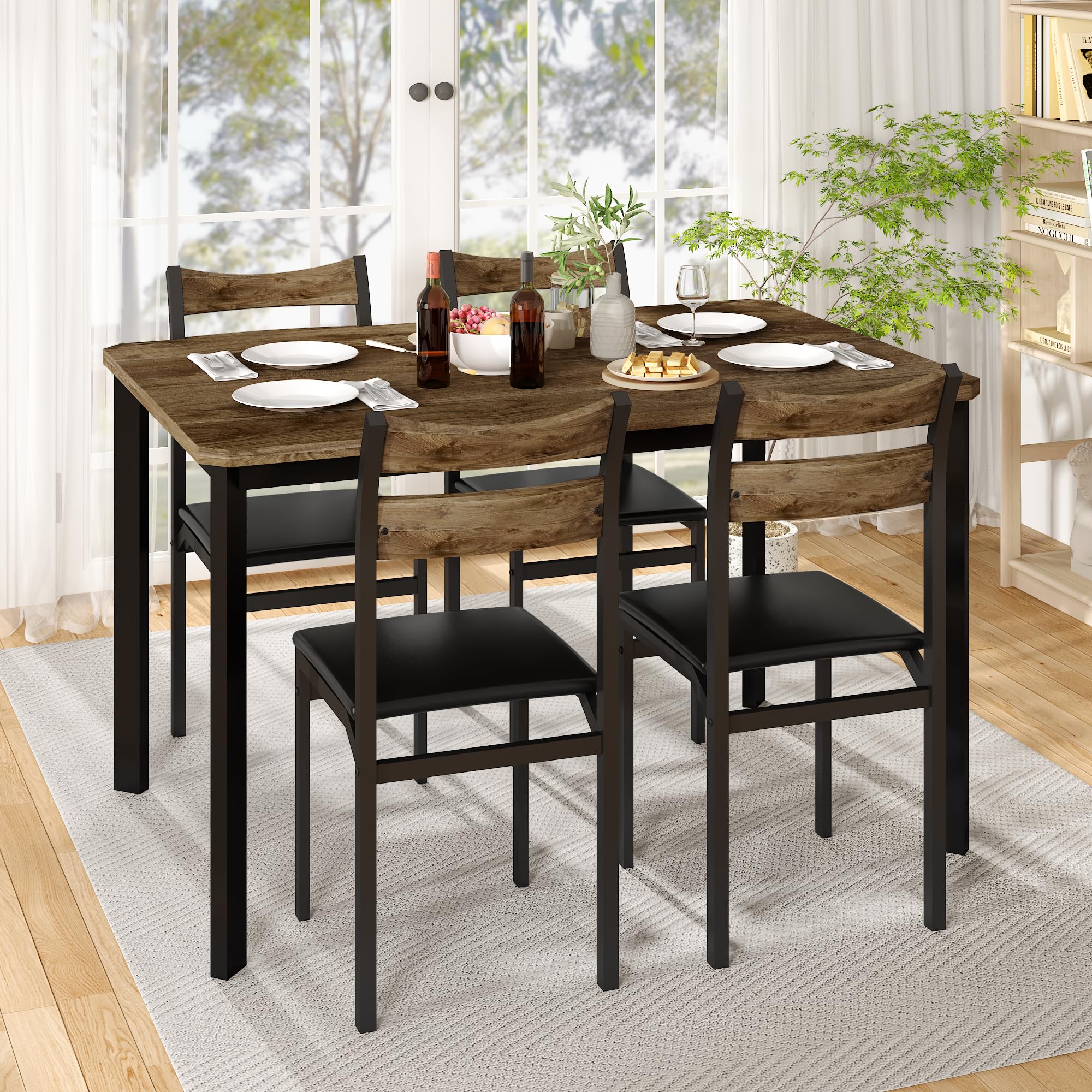Amazon.com - Recaceik Dining Table Set for 4, Kitchen Table Chairs Set ...
