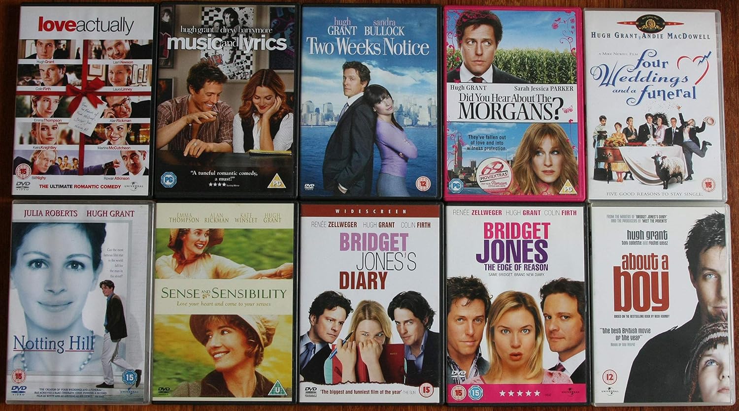 HUGH GRANT MEGA COLLECTION 10 DVDS noting hill BRIDGET JONES 1 2 love ...