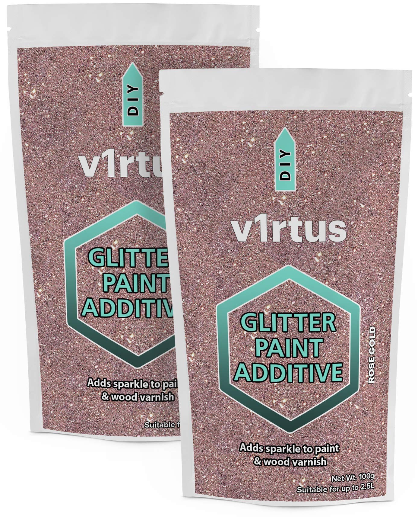 v1rtus | 2 X Glitter Paint Additive 100g (Rose Gold) : Amazon.co.uk ...
