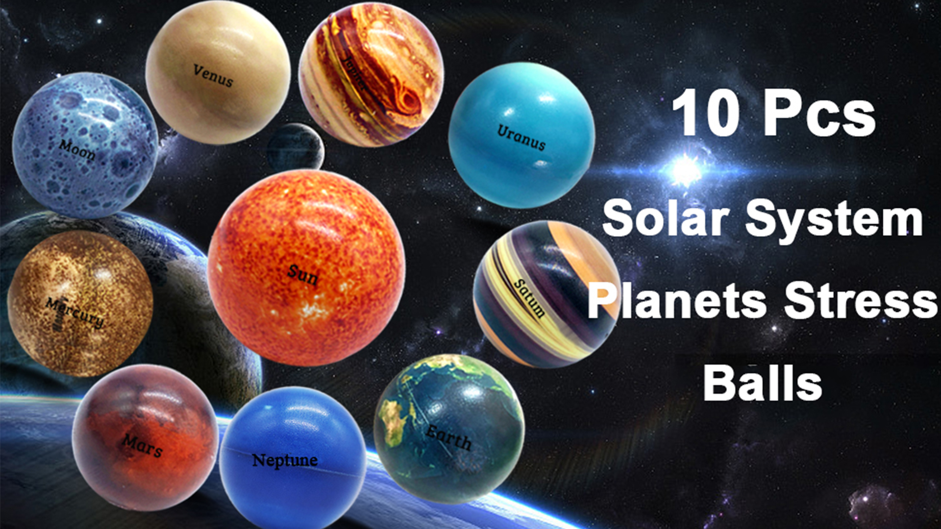 Watch 10 Pcs Solar System Planets Stress Balls on Amazon Live