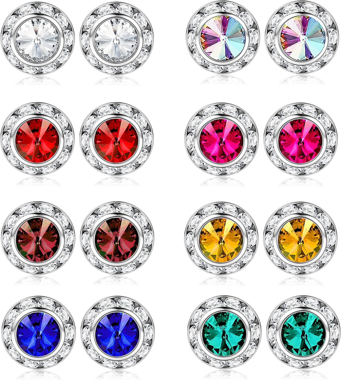Amazon.com: Fansilver 8 Pairs Rhinestone Earrings for Women Dance ...