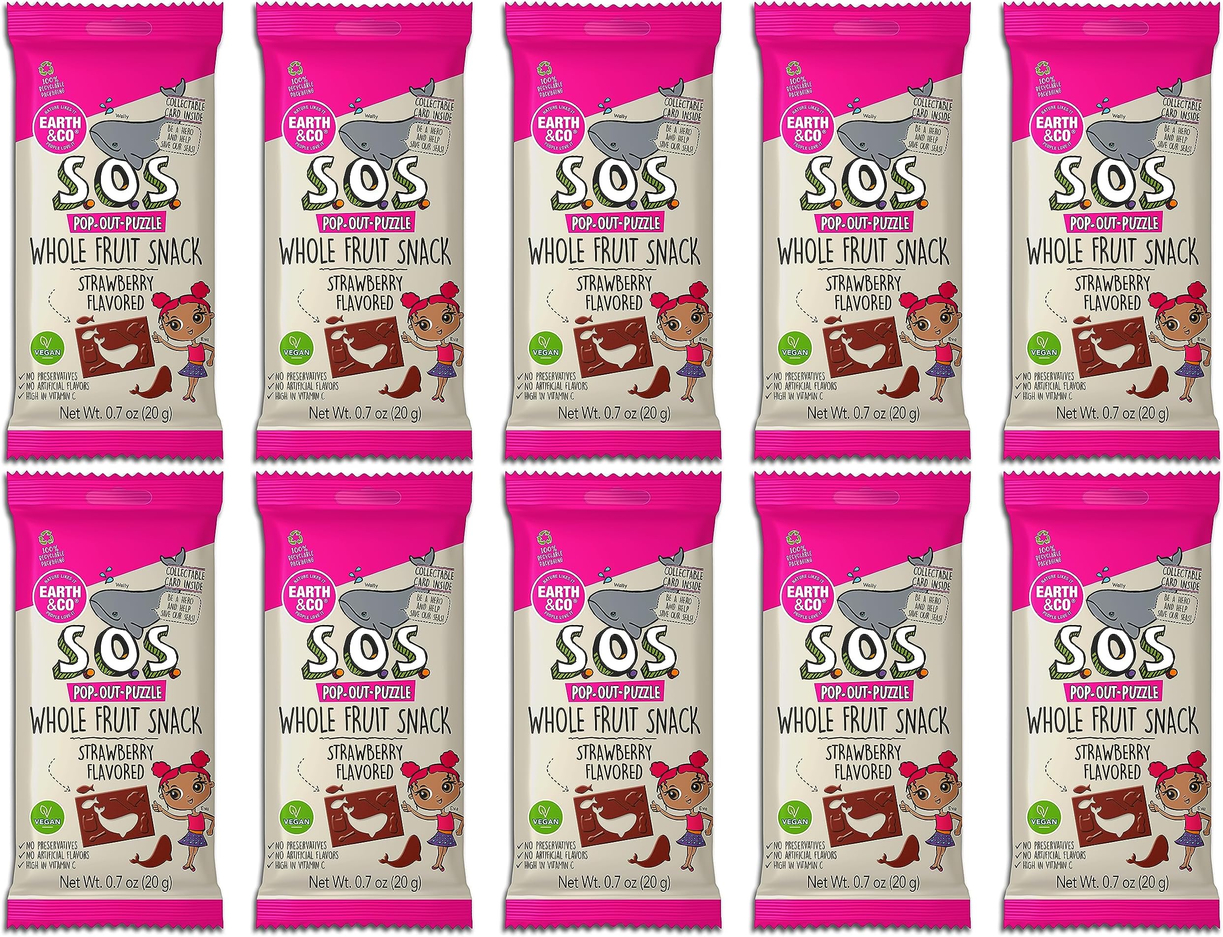 Amazon.com : S.O.S. Fruit Snack Pack of 10 – Strawberry Fruit Snacks ...