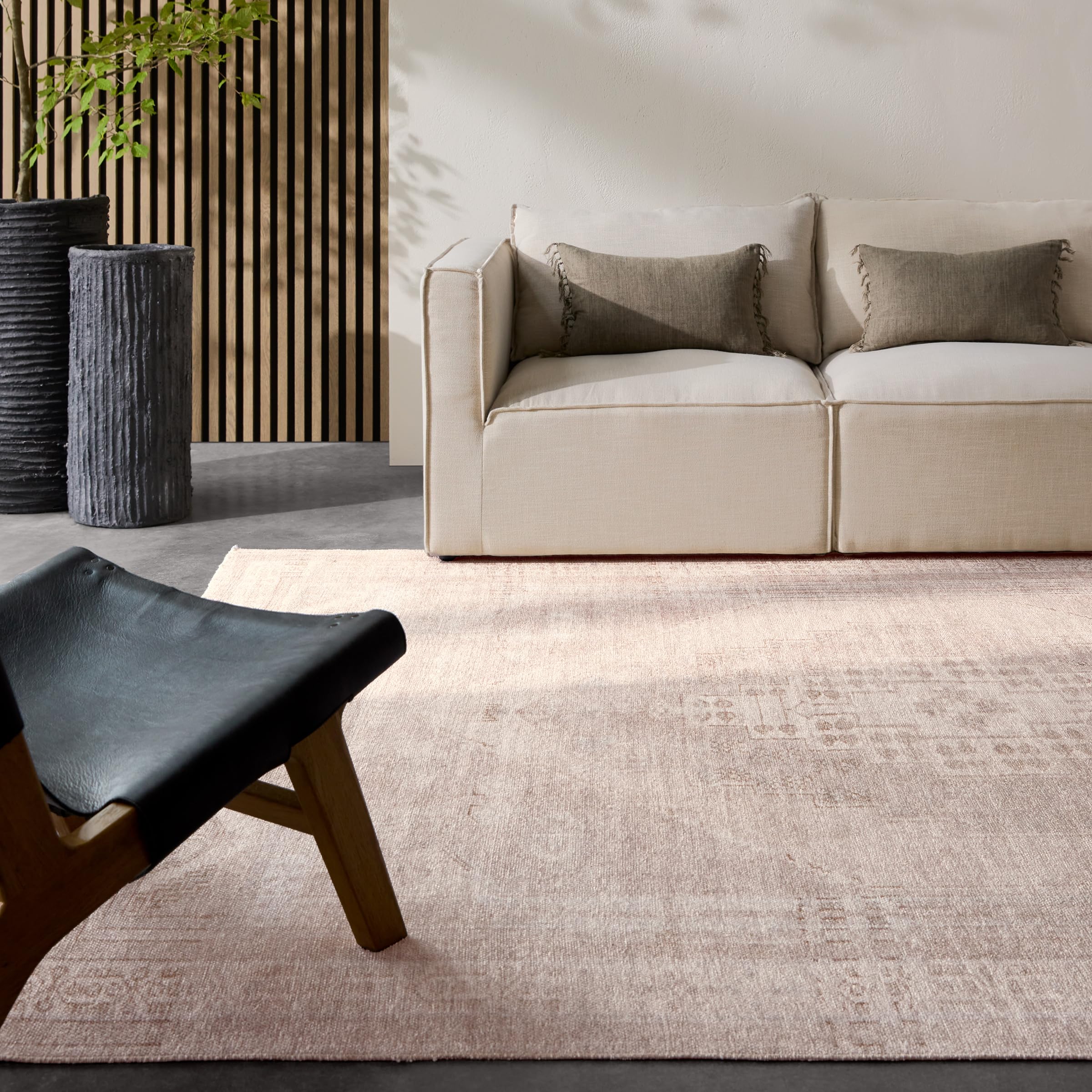 Jaipur Living Machine Washable, Vintage 4x6 Area Rug, Boho, Mauve and ...