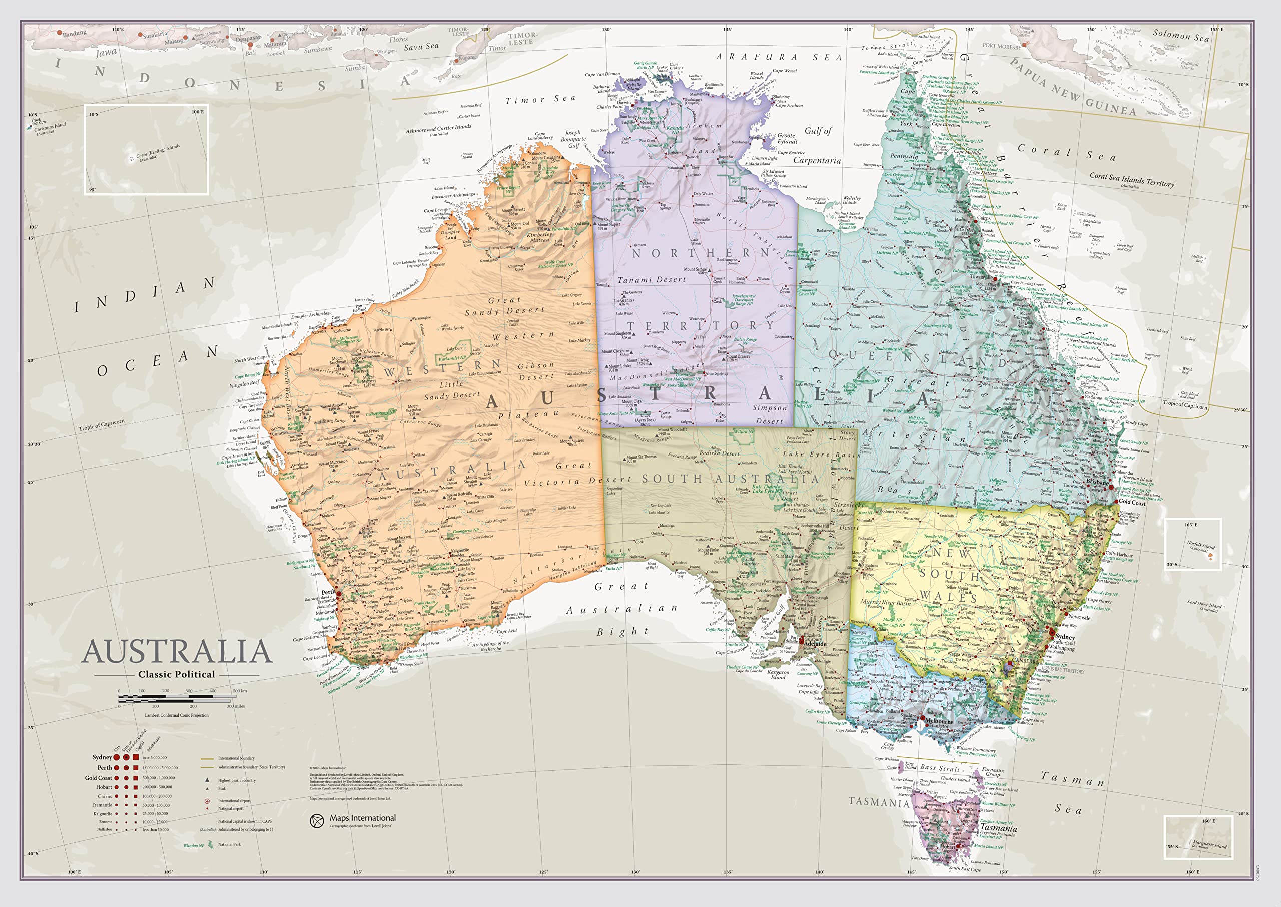 Australia Map Poster - A2-59 x 42 cm - Maps International - 50 years ...