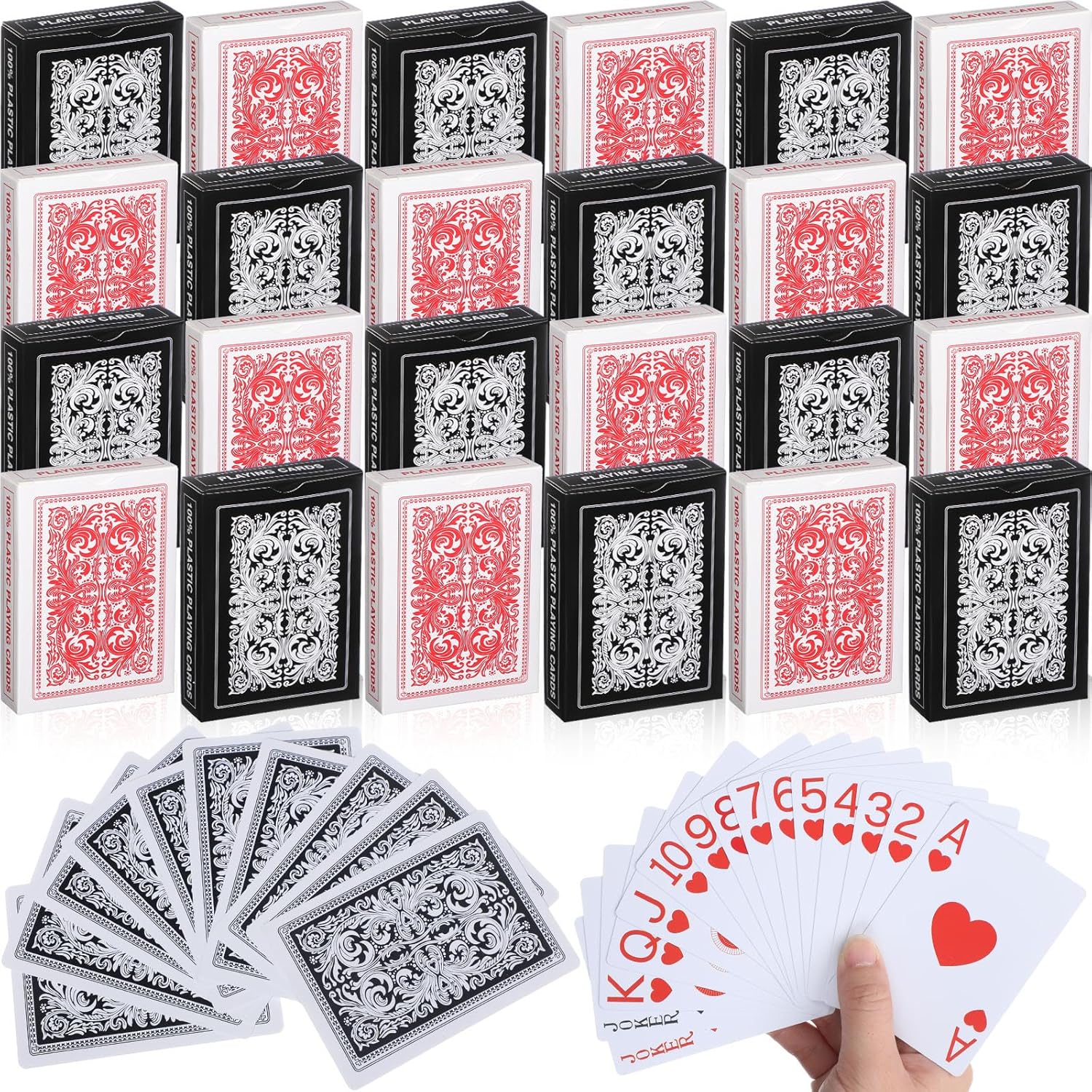 Amazon.com: RoundFunny 24 Pack Waterproof Playing Cards Large Print ...