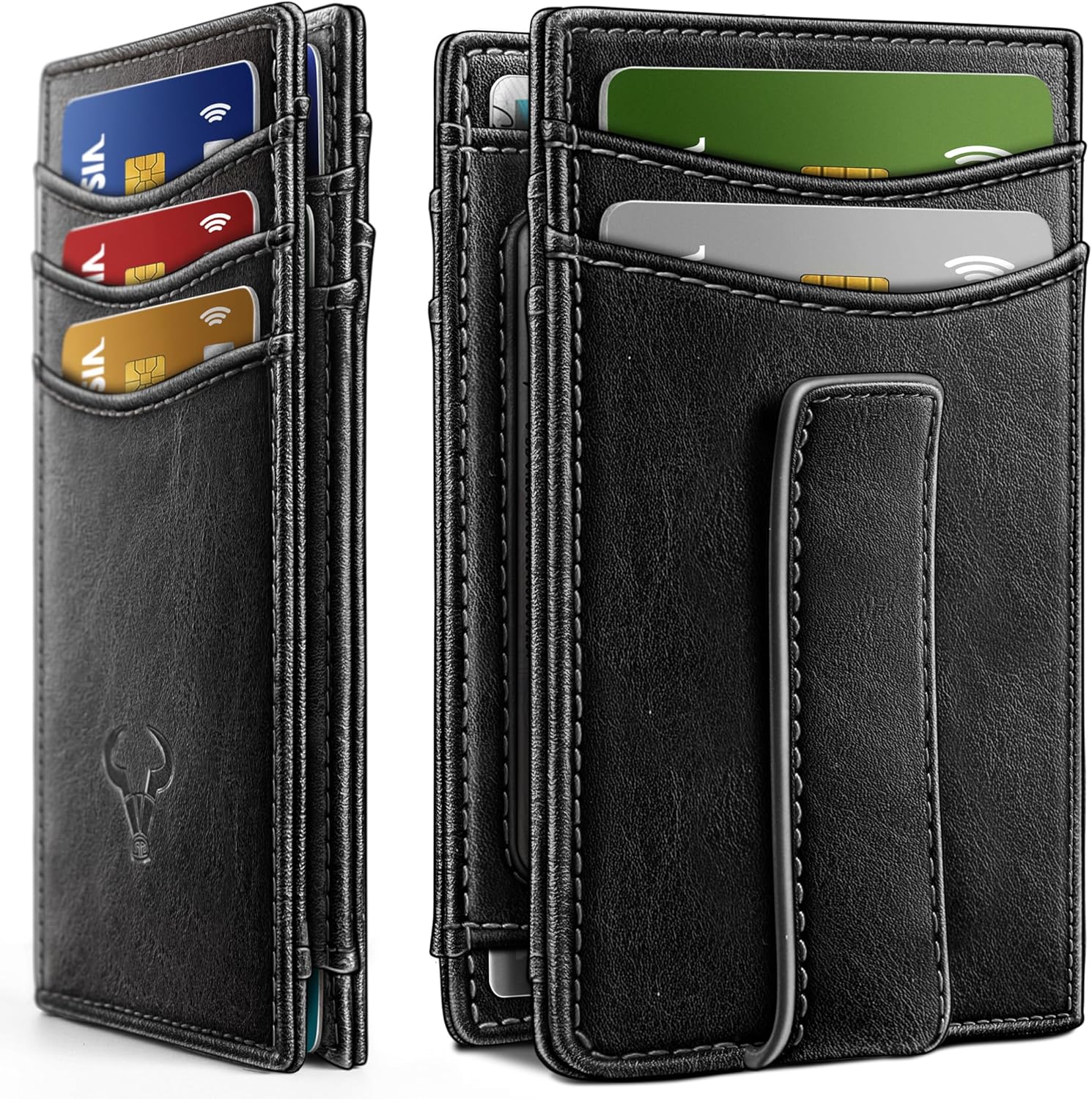Amazon.com: BULLIANT Magnetic Closure Slim Wallet-Genuine Leather Front ...
