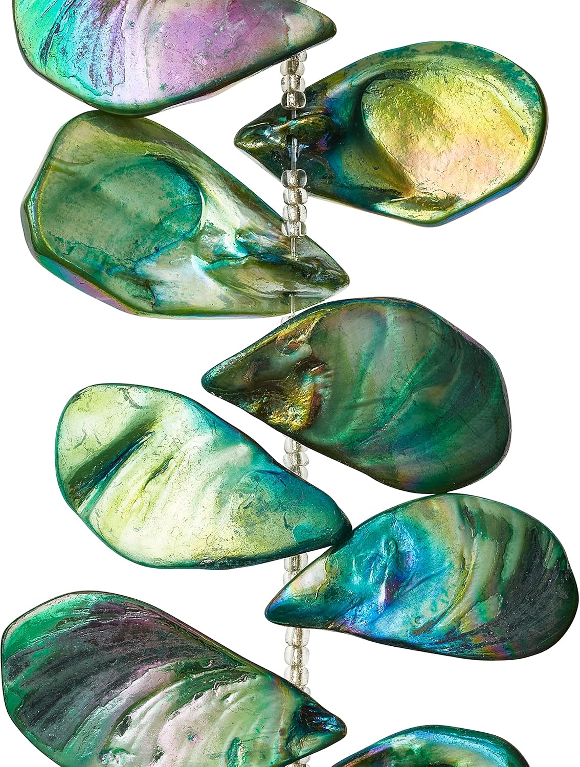 Amazon.com: Bead Landing Green Aurora Borealis Shell Teardrop Beads ...