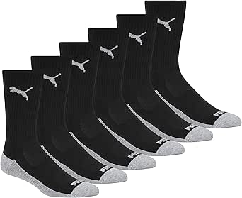 Amazon.com: PUMA mens 6 Pack Crew Socks, Black/Gray, 10 13 US ...