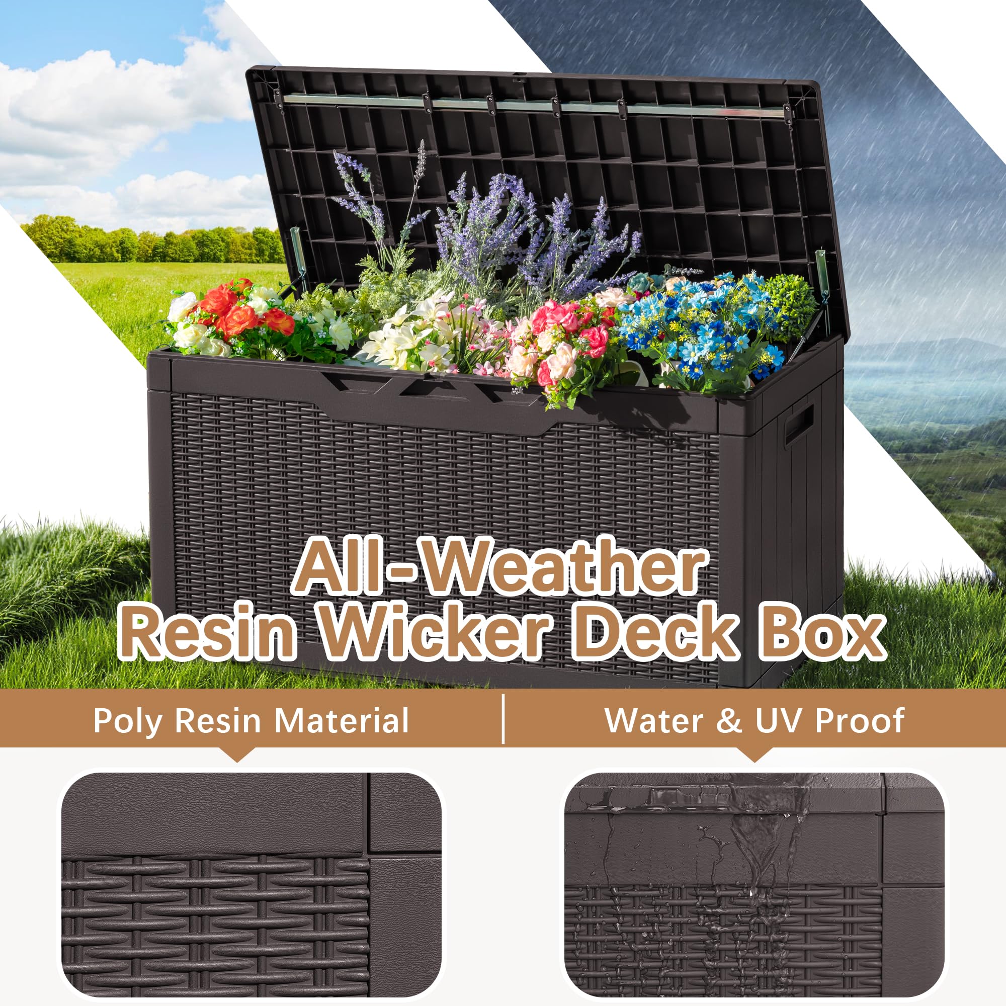 Snapklik.com : Devoko 100 Gallon Deck Box, Waterproof Resin Outdoor ...