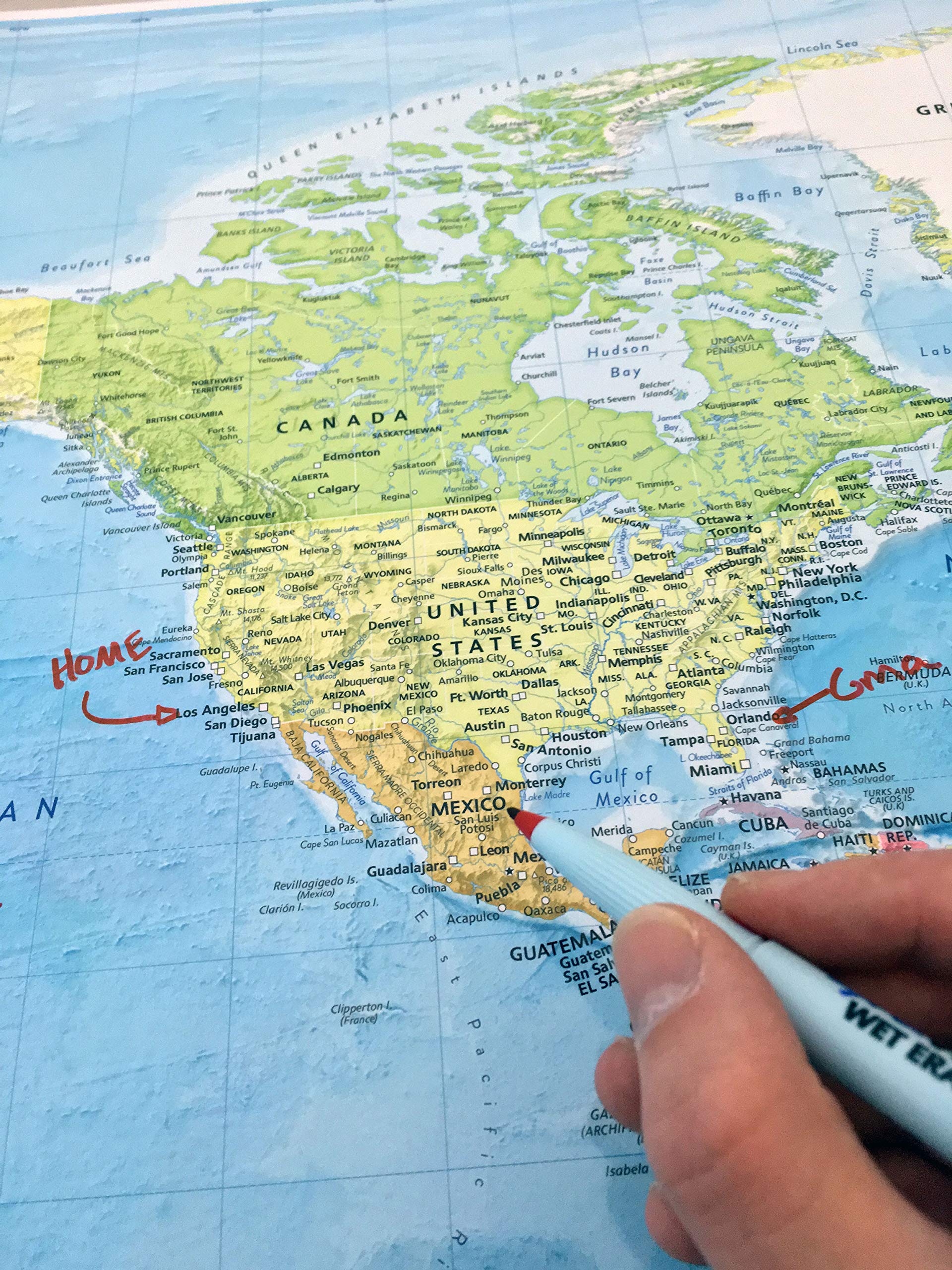 Large World Map Poster - 36x24 - Detailed World Wall Map - 2020 Wall ...