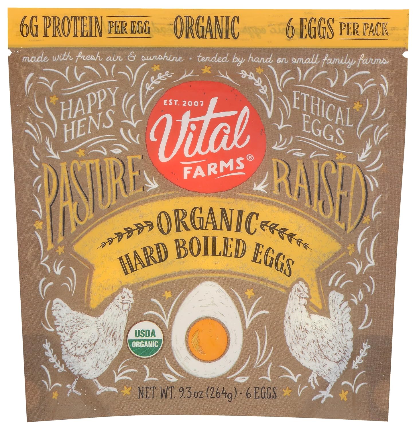 Amazon.com: VITAL FARMS Organic Pasture Raised Hard Boiled Eggs, 9.3 OZ ...