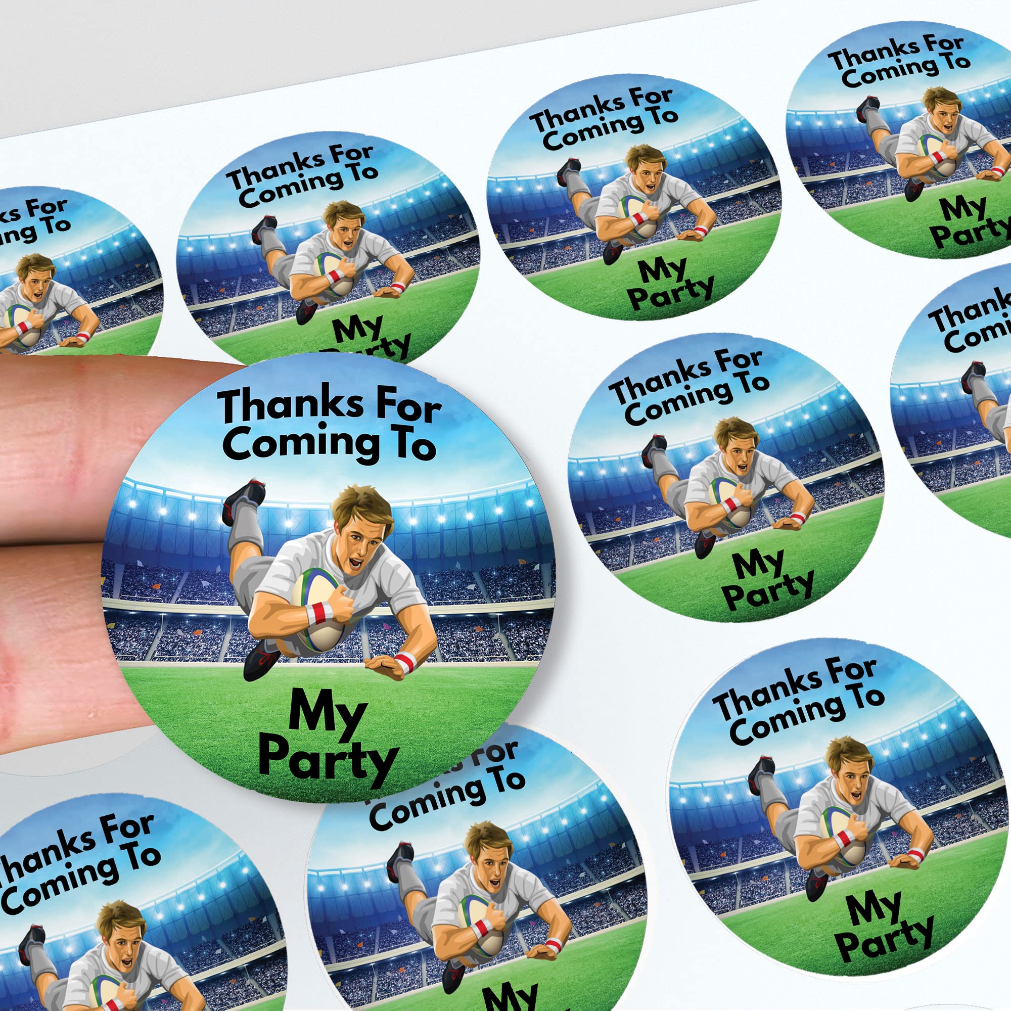 AK Giftshop Rugby Thank You Birthday Party Stickers for Party Bags ...