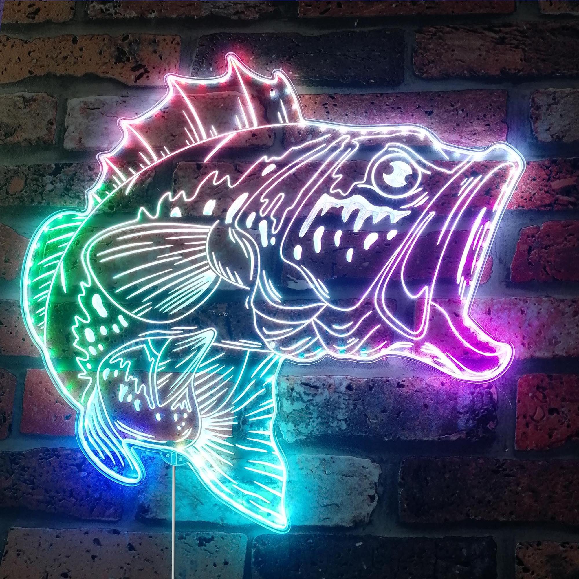 Amazon.com : Custom Bass Fishing Wall Art LED Light Personalized Bass ...