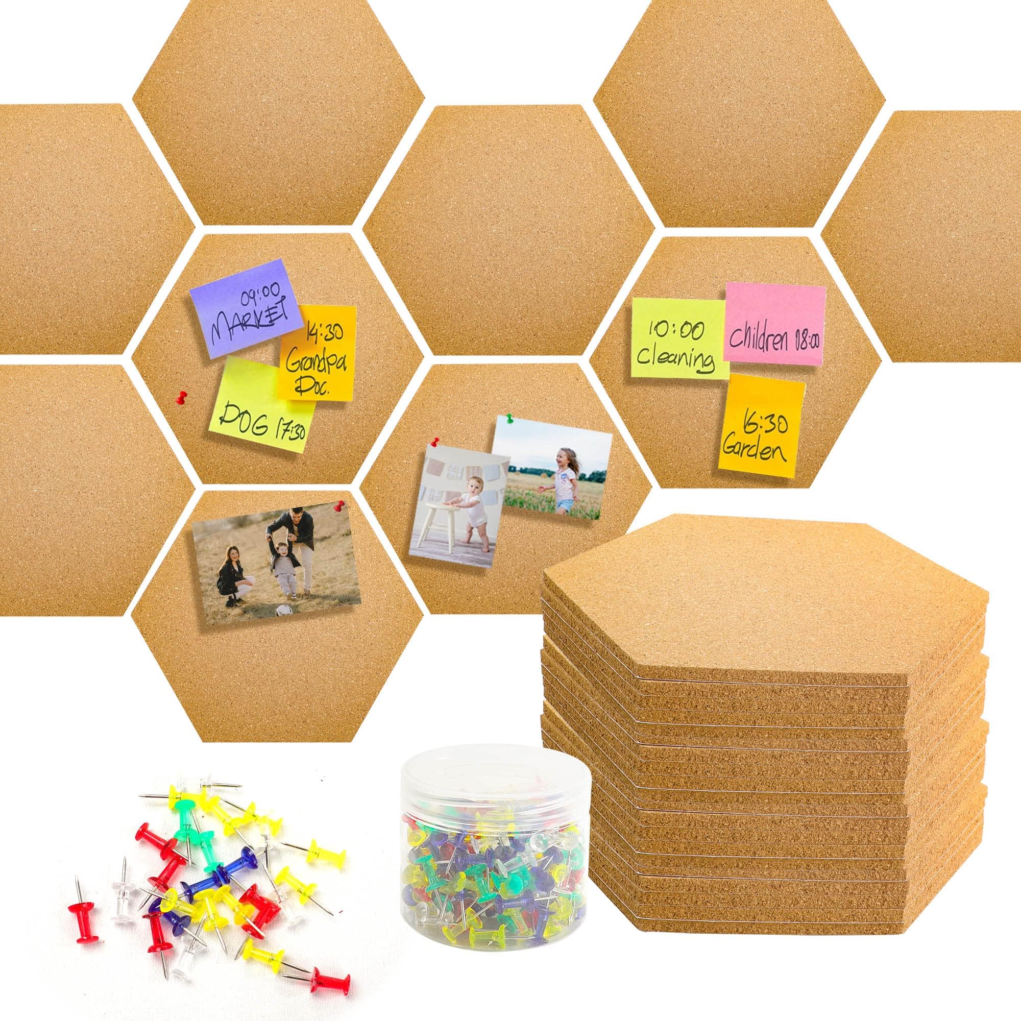 WeeGoo 10 Pieces Large Hexagon Cork Board for Walls, 30x26x0.6 cm ...