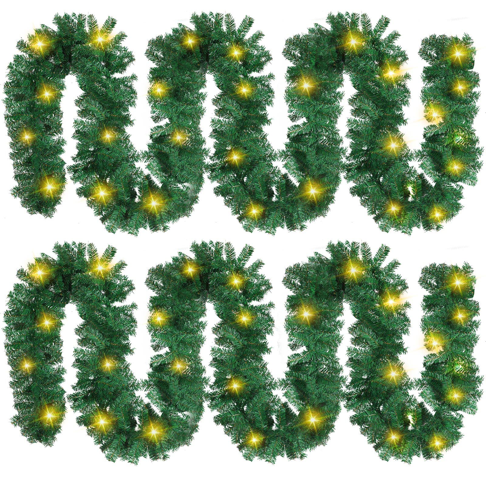 Christmas Garland Decoration, 33 Ft Lighted Xmas Garlands with 140 LED ...