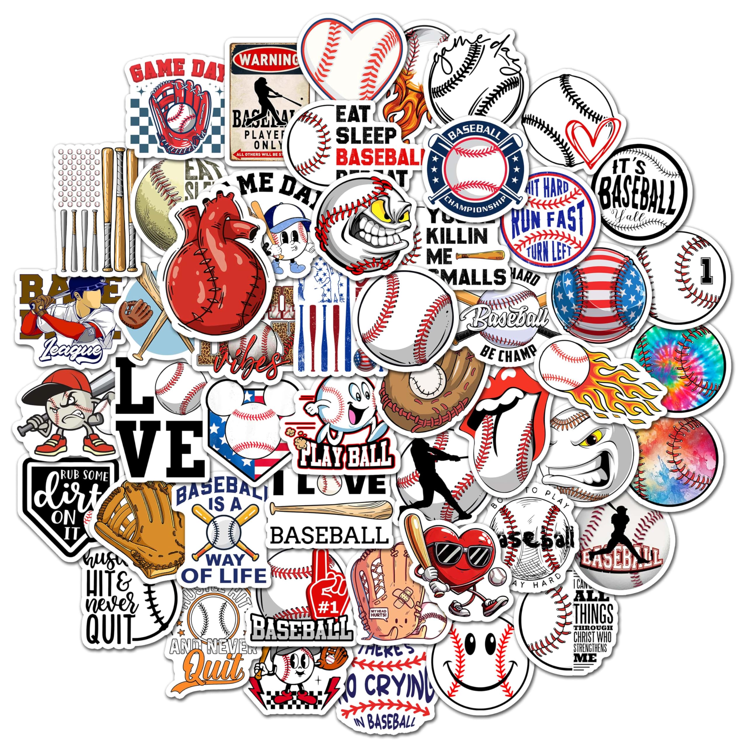 Amazon.com: BEATRI 50 Pcs Baseball Stickers, Baseball Vinyl Stickers ...