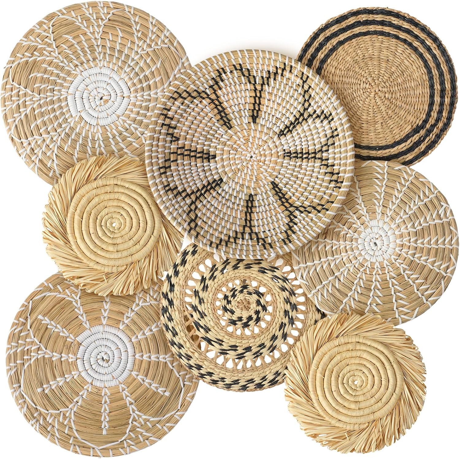 Amazon.com - Xuhal Set of 8 Hanging Woven Wall Basket Handmade ...