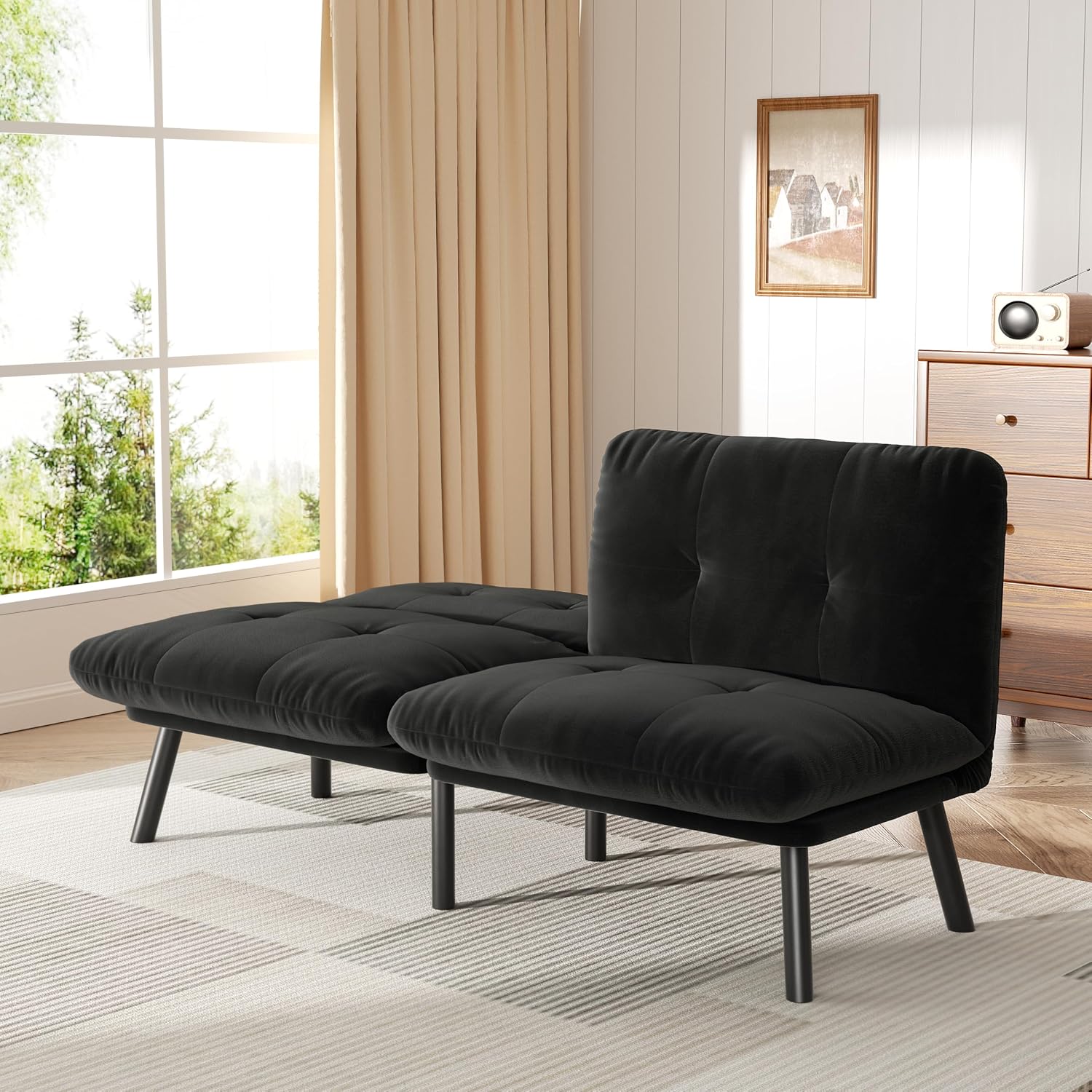 Amazon.com: homeokay Futon Sofa Sleeper Couch Bed with Adjustable ...