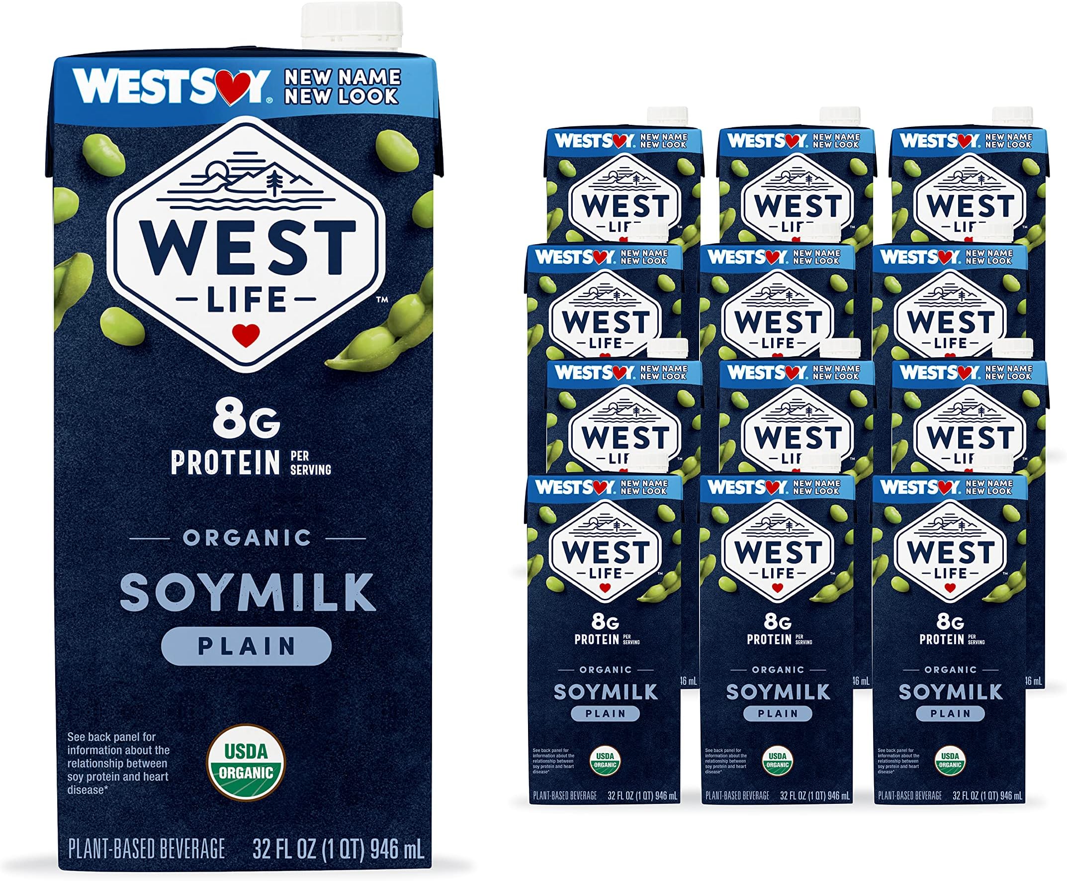 Amazon.com: West Life Organic Soy Milk, Original Plain, 8g of Protein ...