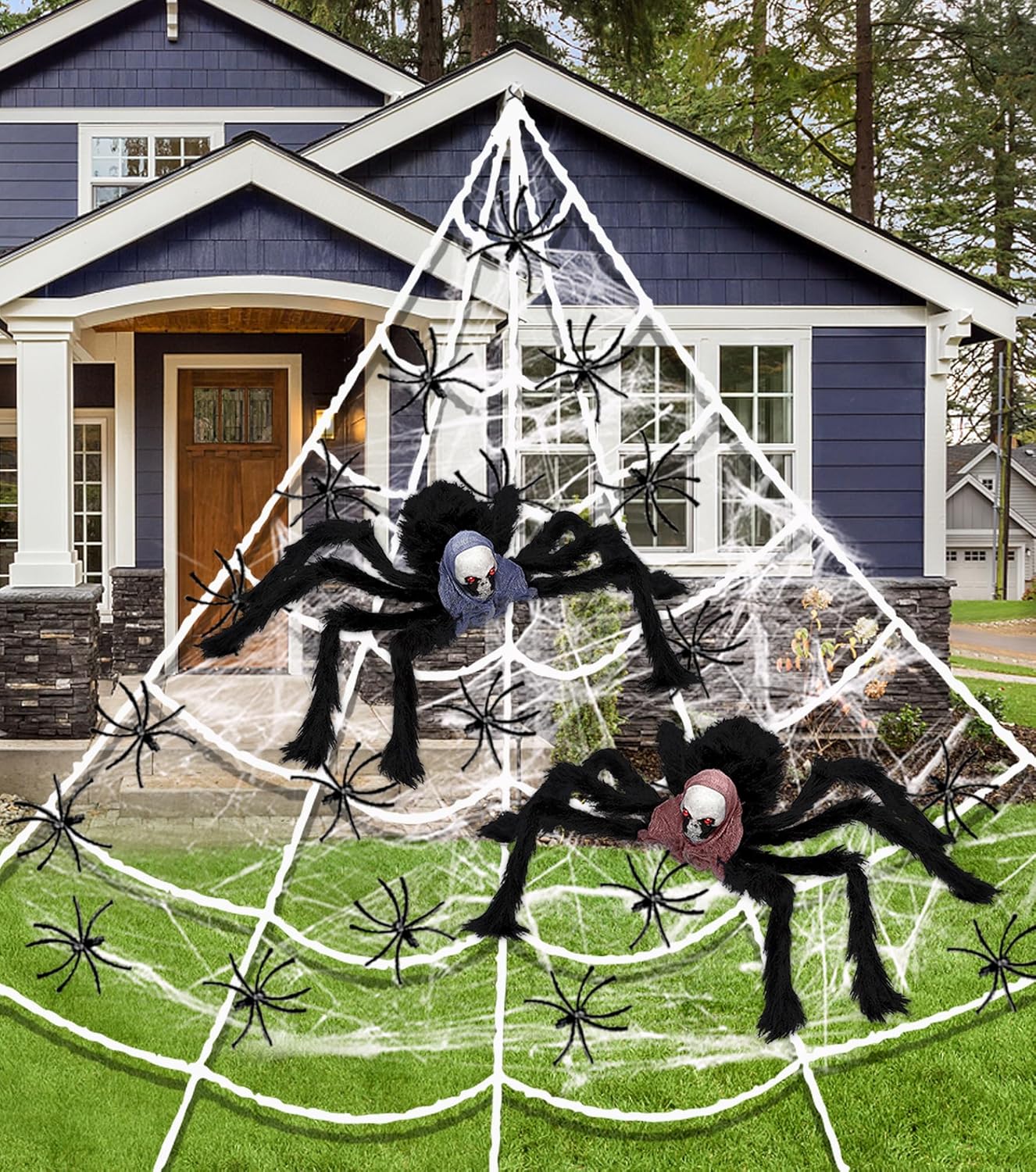 Amazon.com : Gyothrig Halloween Decorations Outdoor Giant Spider Web ...