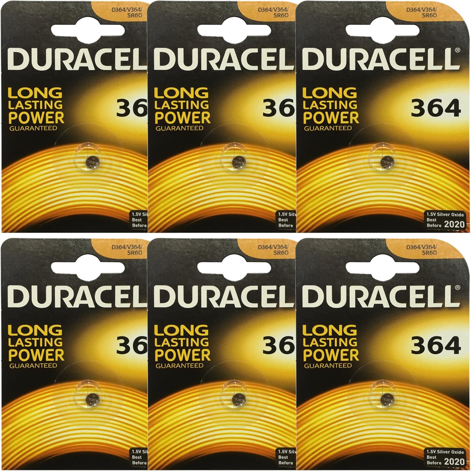 6x Duracell 364 1.5v Silver Oxide Watch Battery Batteries SW621SW D364 ...