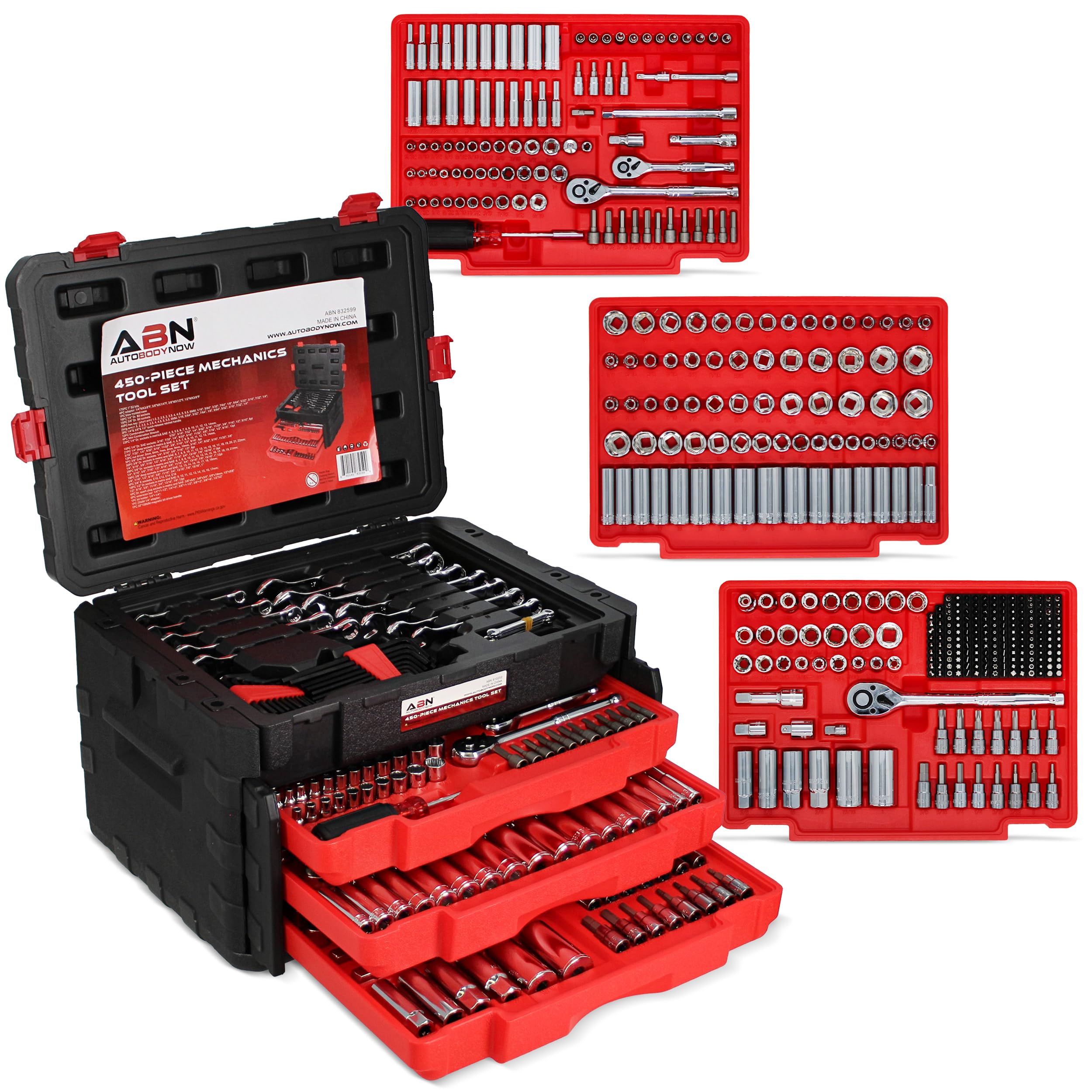 Snapklik.com : ABN 450-Piece Mechanics Tool Socket Set, 14 In, 38 In ...